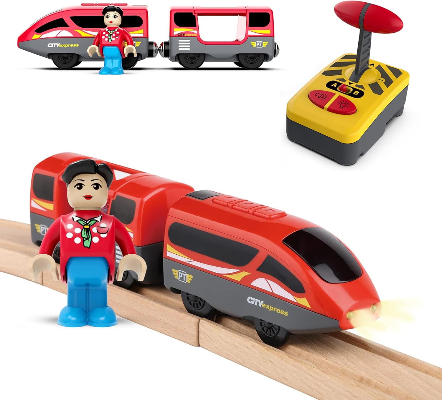BTEPSGA Electric Remote Control Train Toy for Wooden Train Tracks ...