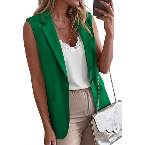 BTFBM Blazers For Women Spring Button Down Loose Vest Tops For Women ...