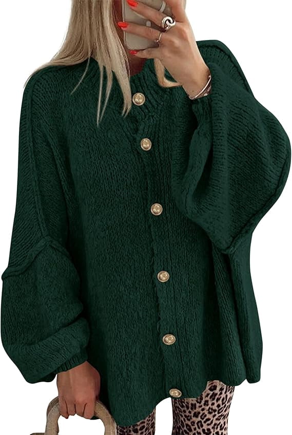 BTFBM Cardigan Sweaters for Women Fall Clothes Lantern Long Sleeve ...