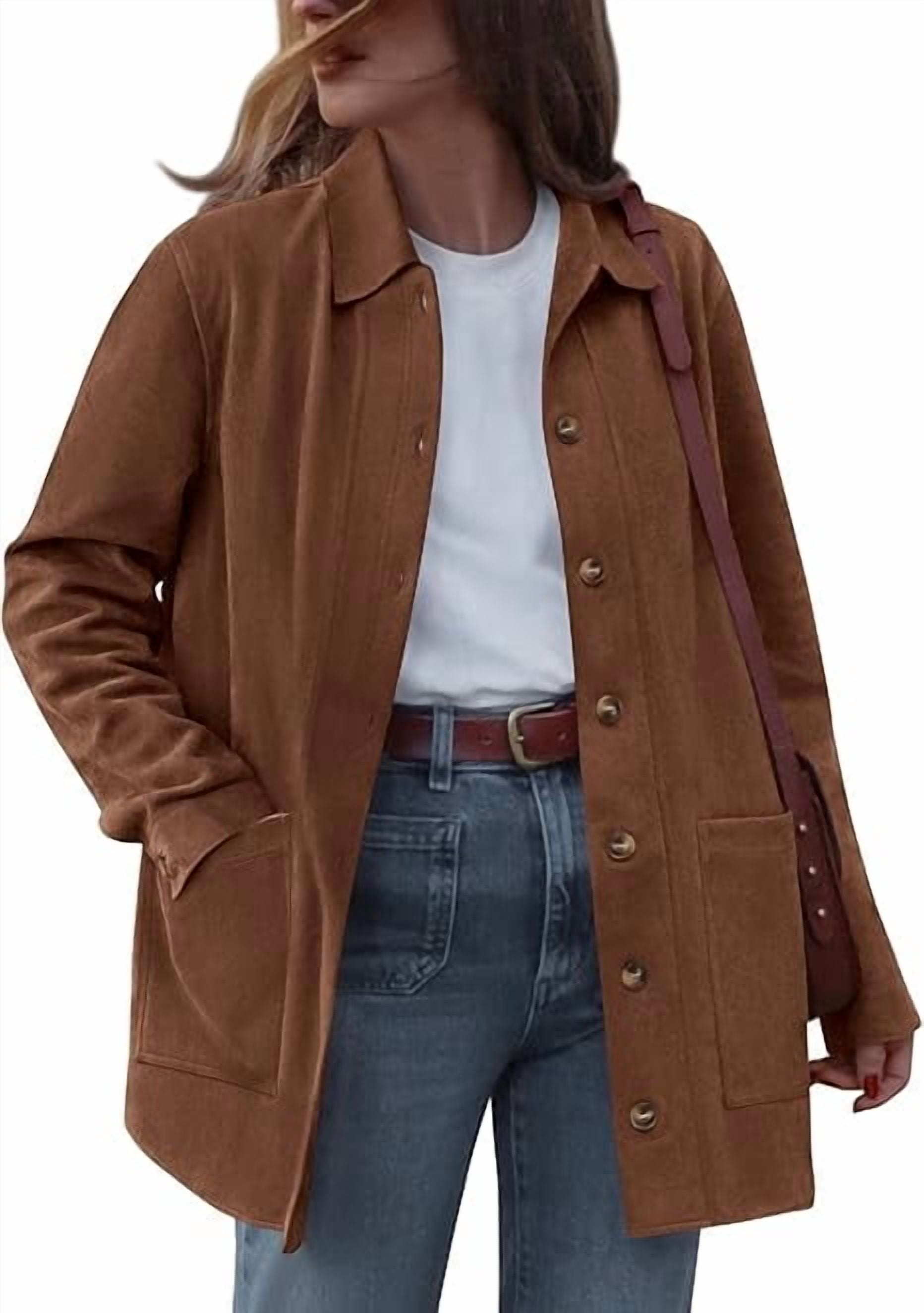 BTFBM Faux Suede Jacket Women Fall Fashion Leather Jackets Long Sleeve ...