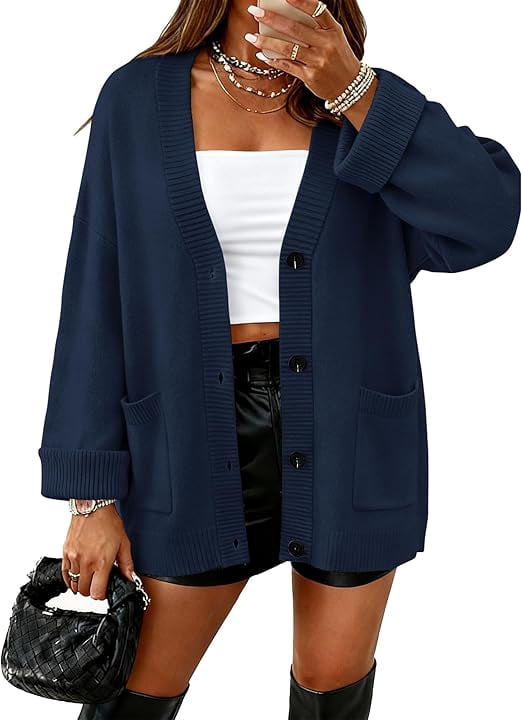BTFBM Oversized Cardigan Sweaters for Women Trendy Fall Fashion Button ...