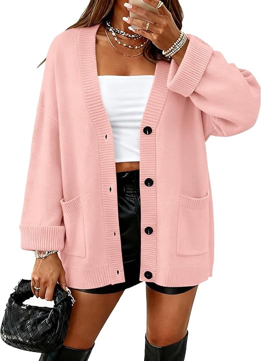 BTFBM Oversized Cardigan Sweaters for Women Trendy Fall Fashion Button ...