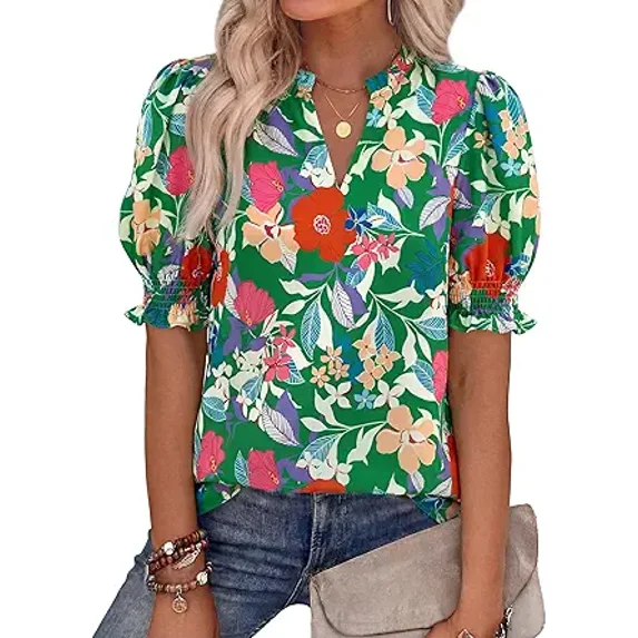 BTFBM Summer Blouses for Women Dressy Casual Fashion Spring Tops Floral ...