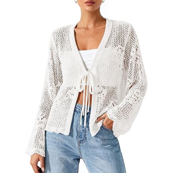 BTFBM Summer Cardigans for Women Lightweight Spring Crochet Mesh Long ...