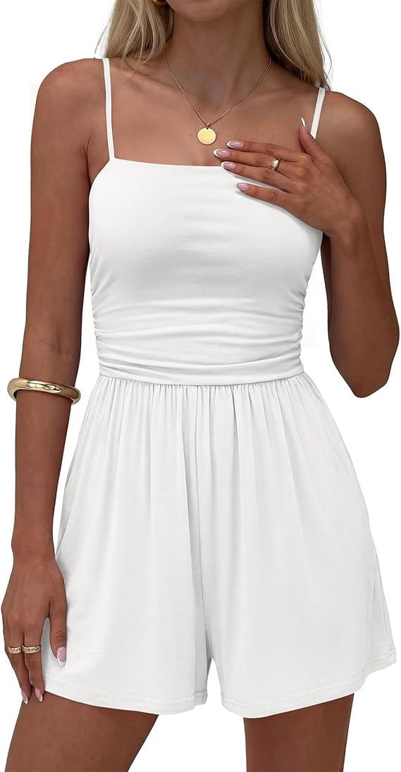 BTFBM Summer Rompers For Women Casual One Piece Spaghetti Strap ...