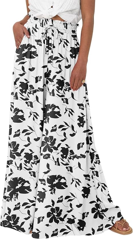 BTFBM Women Casual High Waist Wide Leg Pants Spring Summer Long Palazzo ...