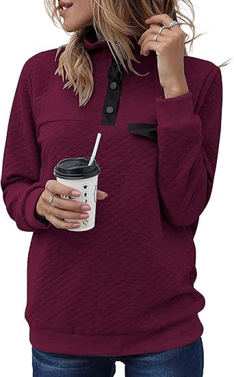 BTFBM Women Fashion Quilted Pattern Lightweight Zipper Long Sleeve ...