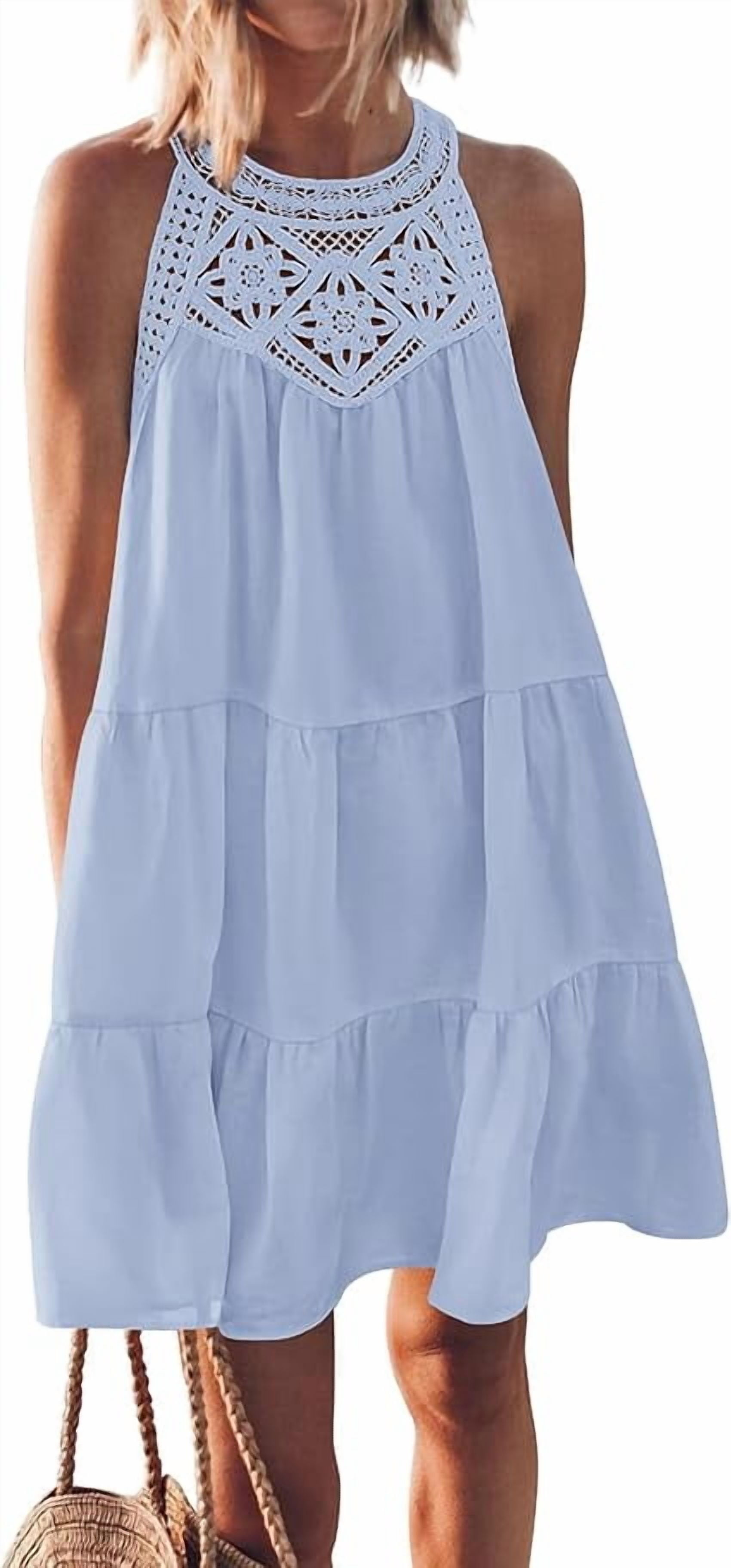 BTFBM Women Summer Dresses Casual Spring Clothes Sleeveless Halter Neck ...