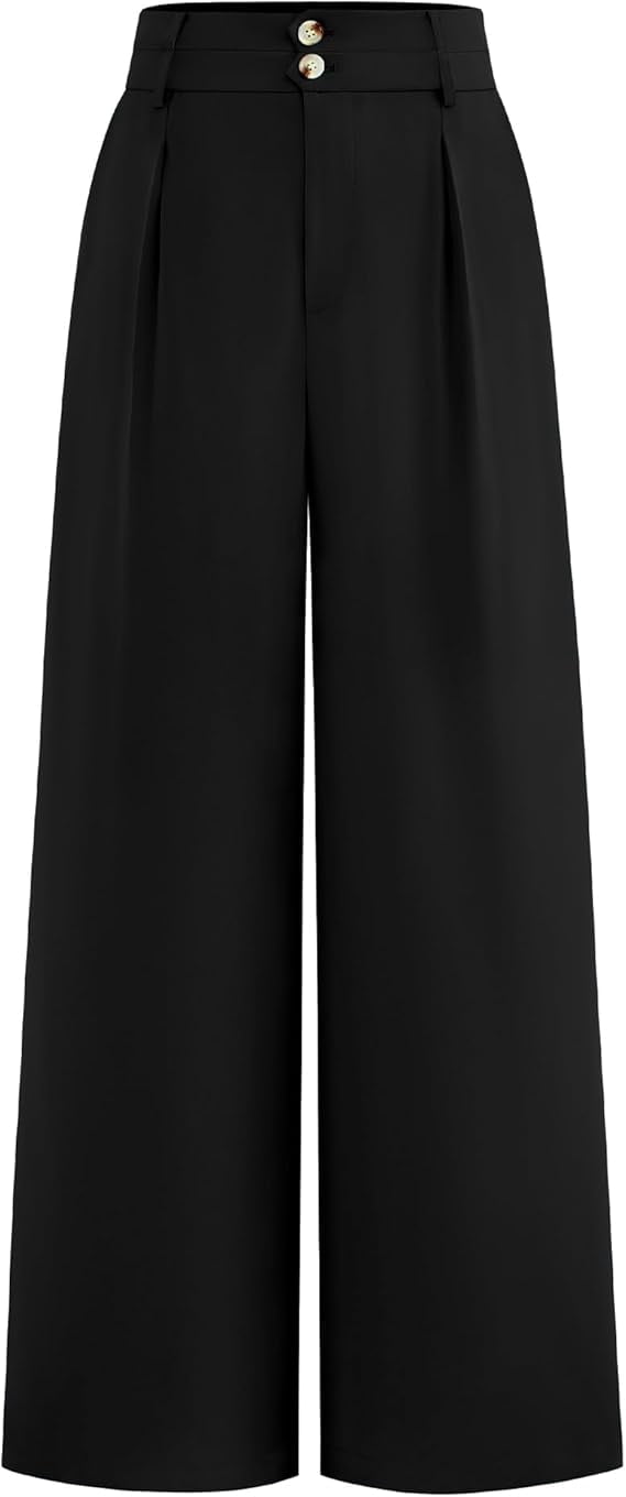 BTFBM Women Wide Leg Dress Pants High Waisted Button Pleated Business ...