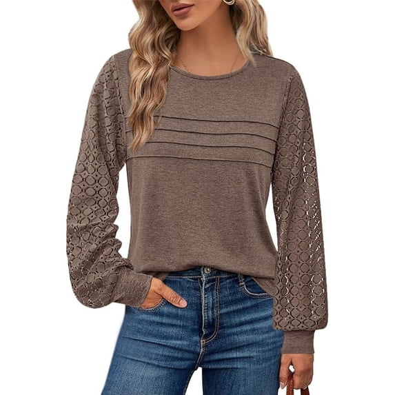 BTFBM Women's Long Sleeve Shirts Dressy Lace Fall Tops Trendy Business ...