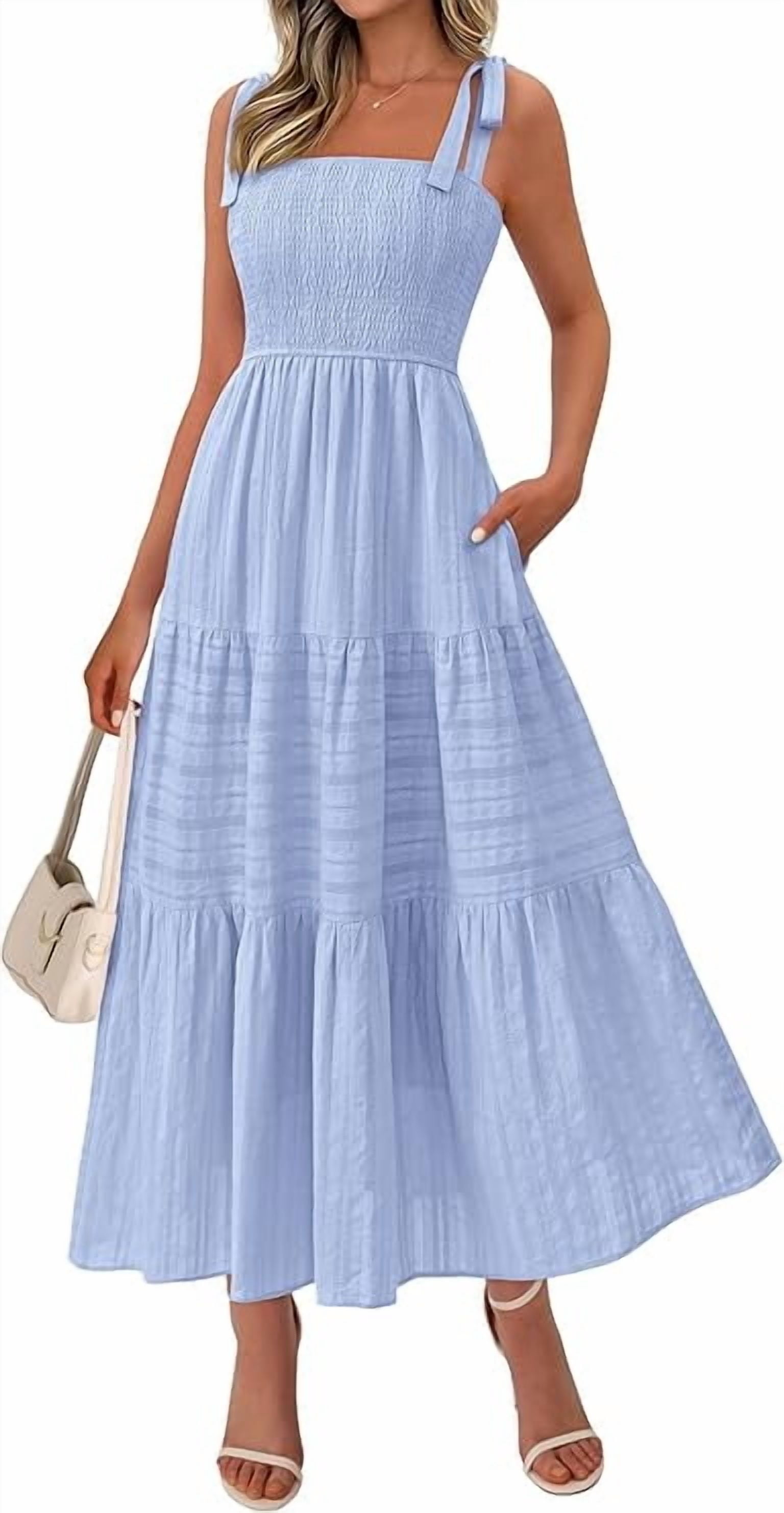 BTFBM Women's Spring Boho Spaghetti Strap Dress Casual Sleeveless ...