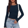 BTFBM Womens Long Sleeve T Shirts Spring Clothes Ribbed Slim Fit Boat ...