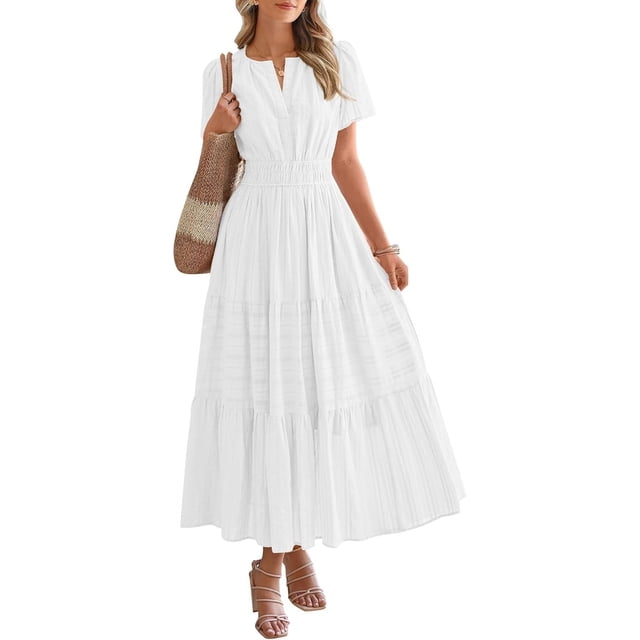 BTFBM Womens Summer 2025 Casual Midi Maxi Dresses Lightweight Short ...