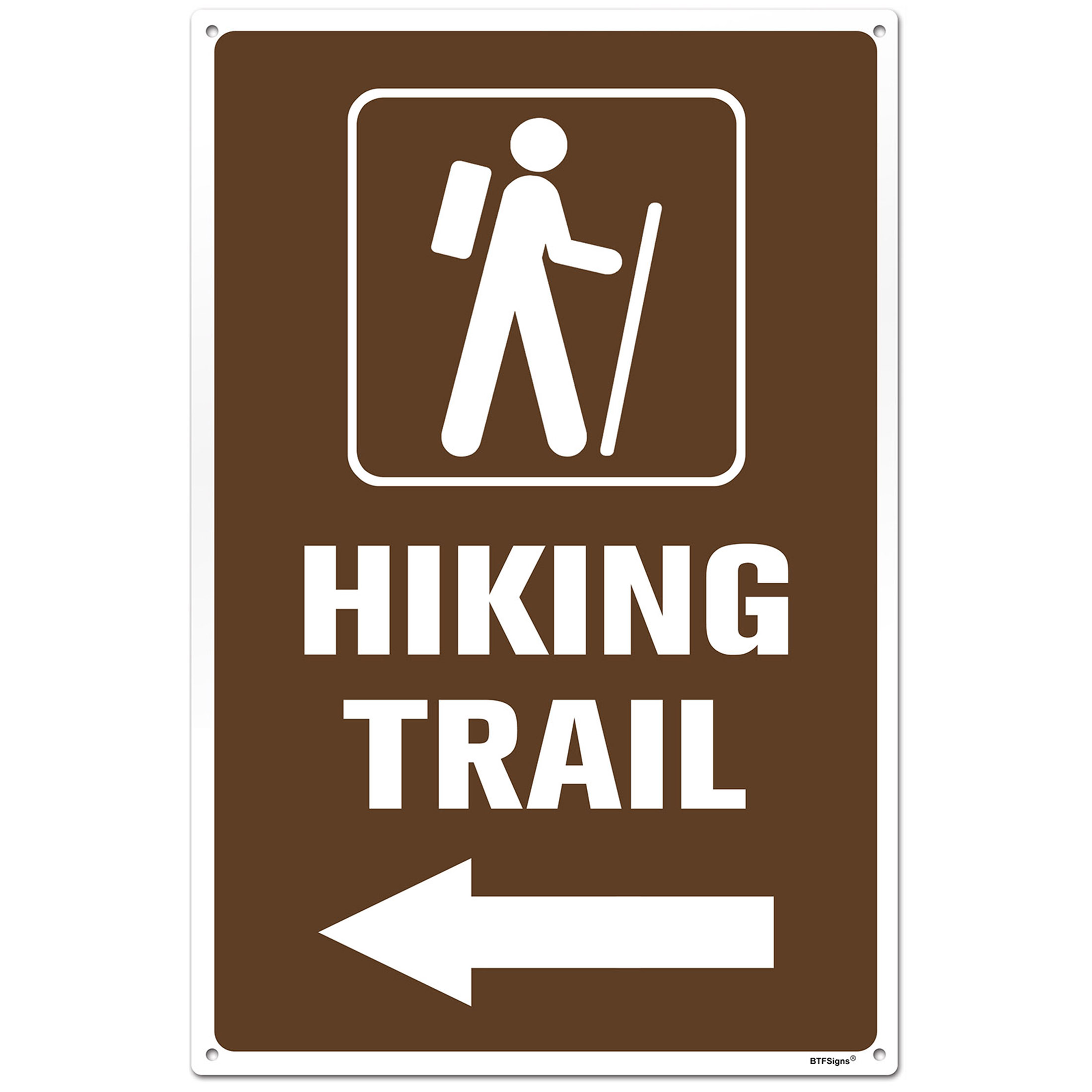 BTFSigns 12" x 16" Hiking Trail Symbol With Left Arrow Activity Sign ...