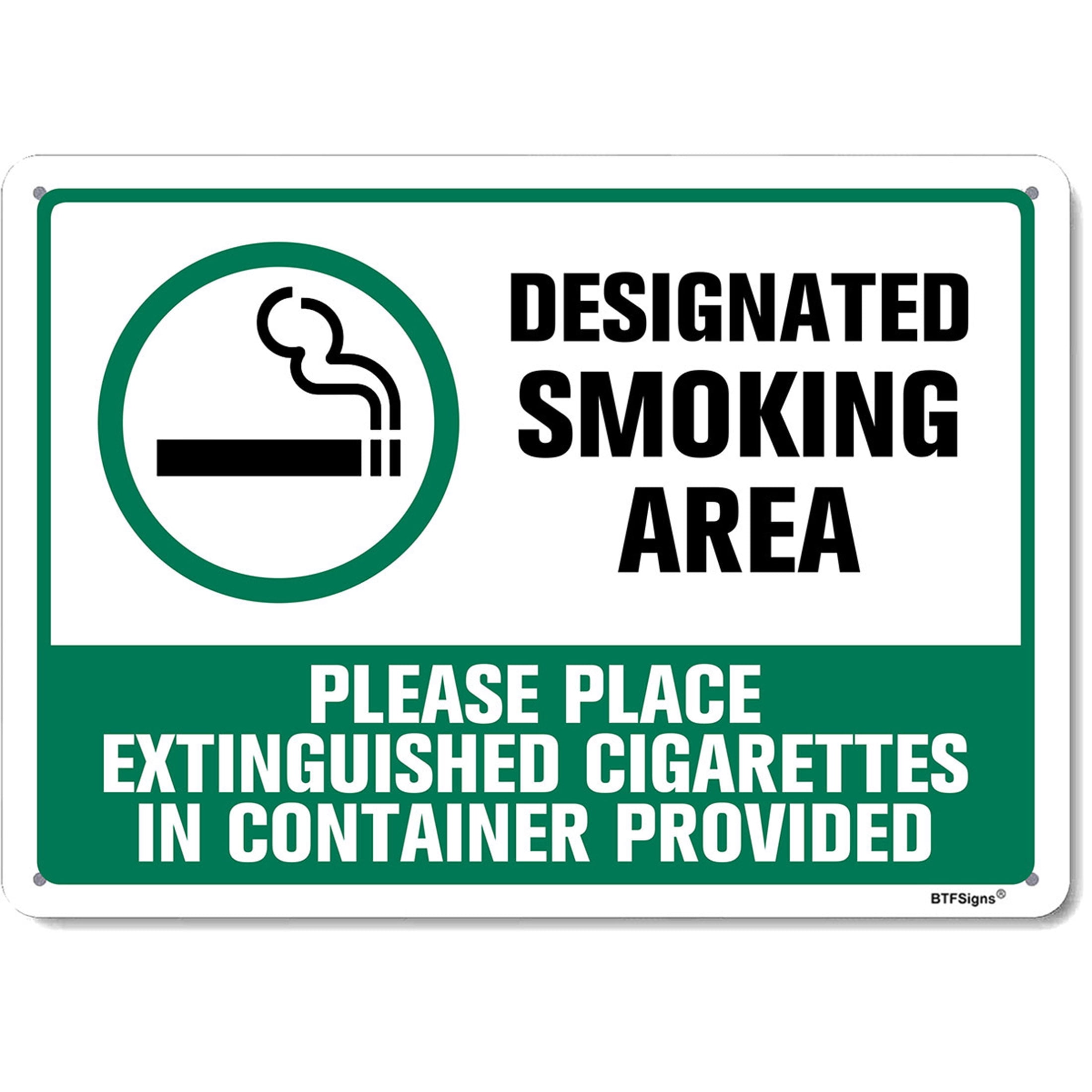 BTFSigns 12x8 Inches Designated Smoking Area Aluminum Signs Place ...