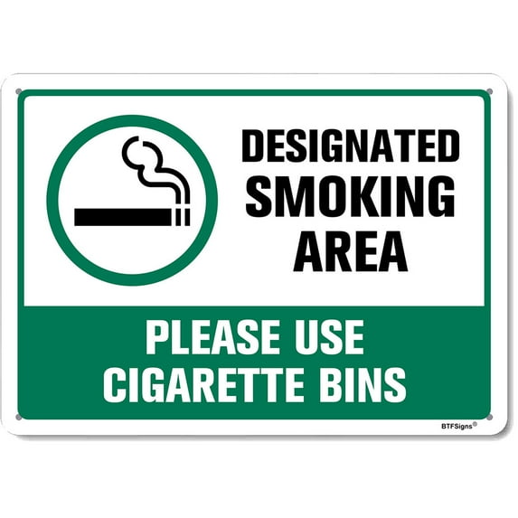 BTFSigns 12x8 Inches Designated Smoking Area Aluminum Signs Please Use ...