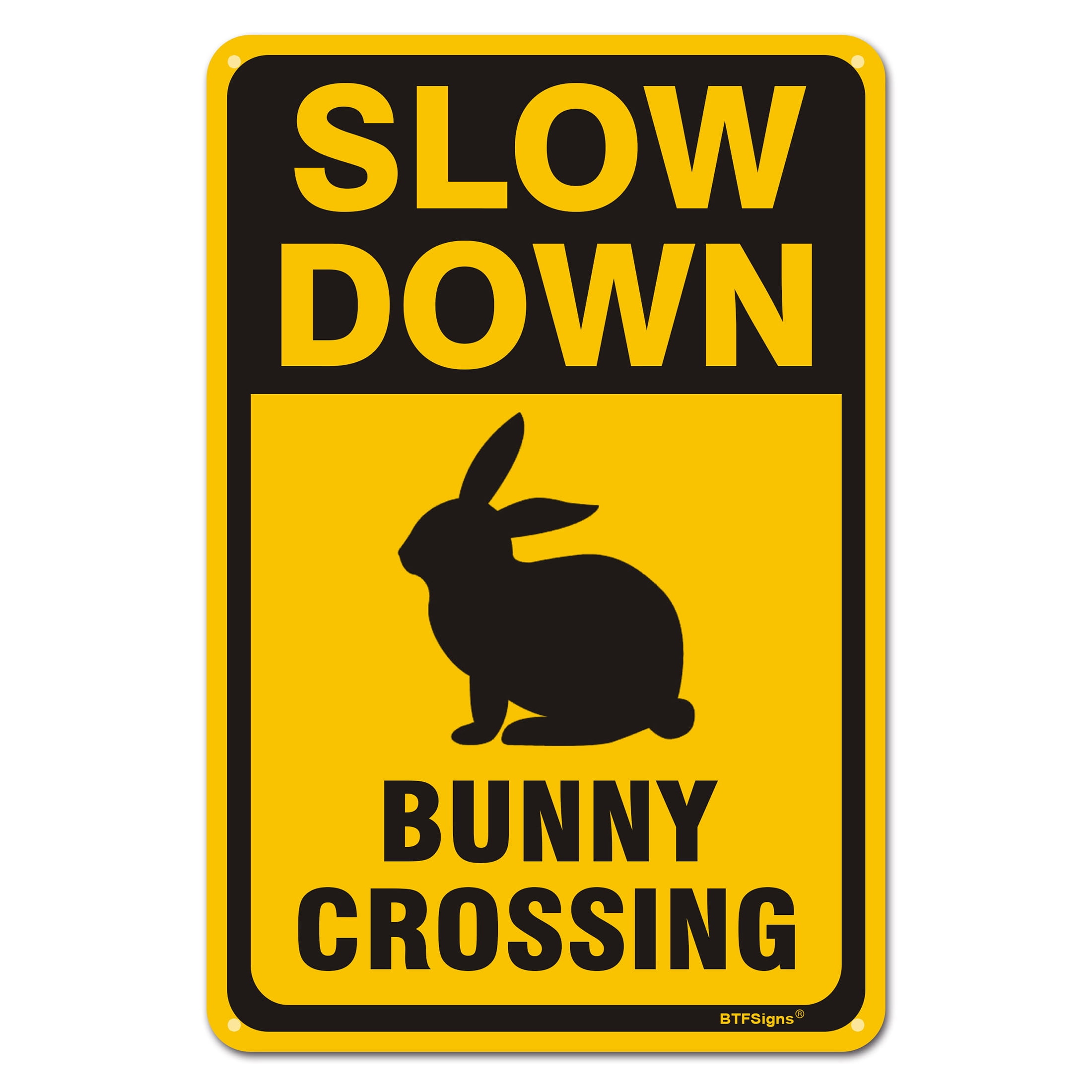 BTFSigns 16" x 12" Aluminum Bunny Crossing Signs, Slow Down Sign For ...