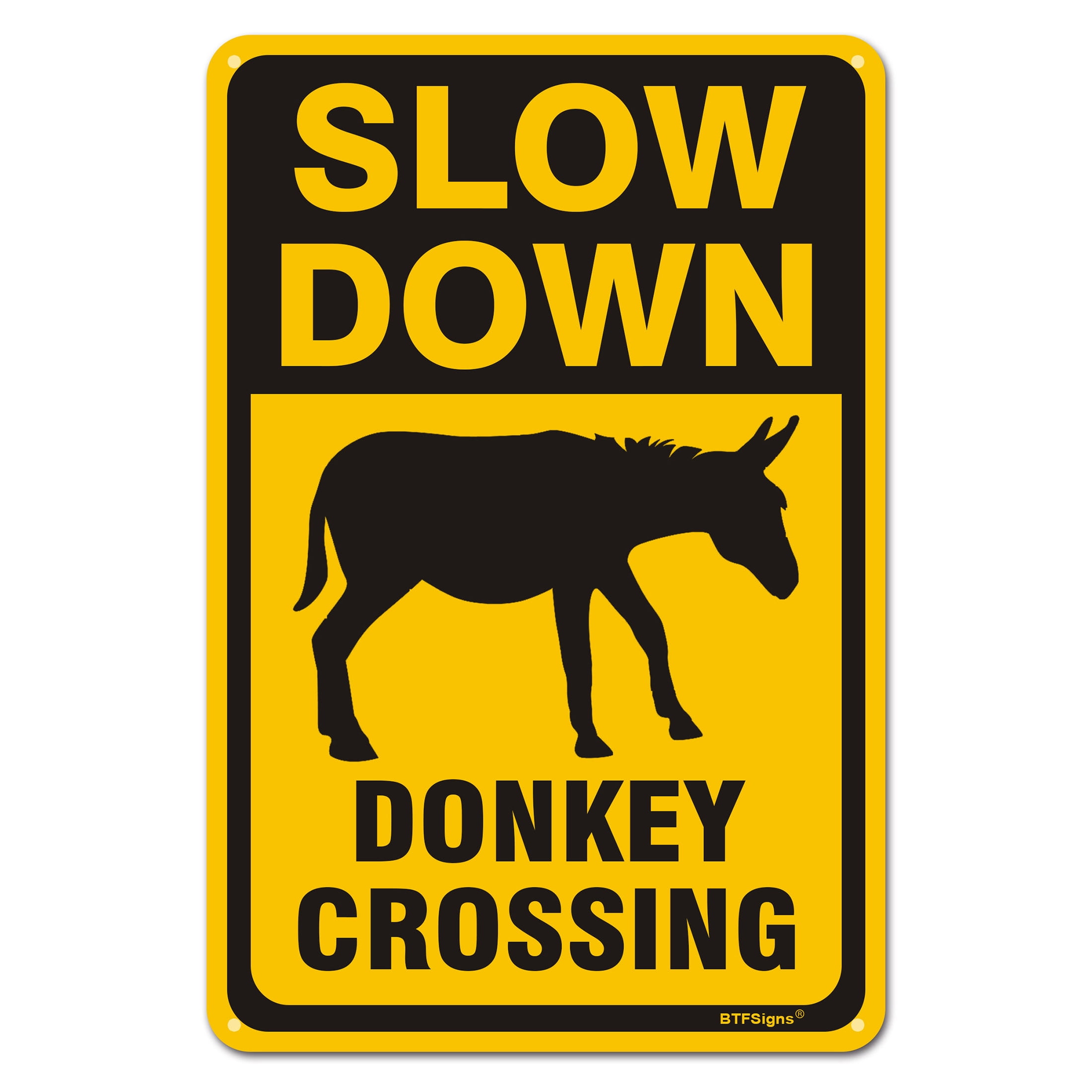 BTFSigns 16" x 12" Aluminum Donkey Crossing Signs, Slow Down Sign For ...