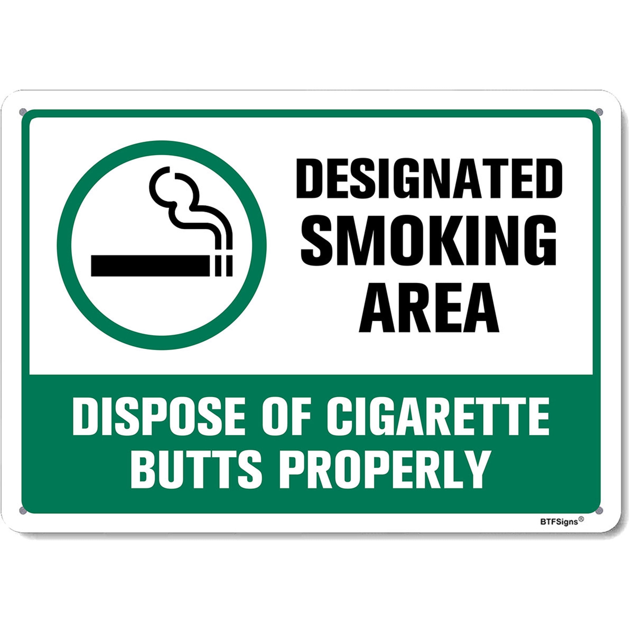 BTFSigns 16x12 Inches Designated Smoking Area Aluminum Signs Dispose Of ...