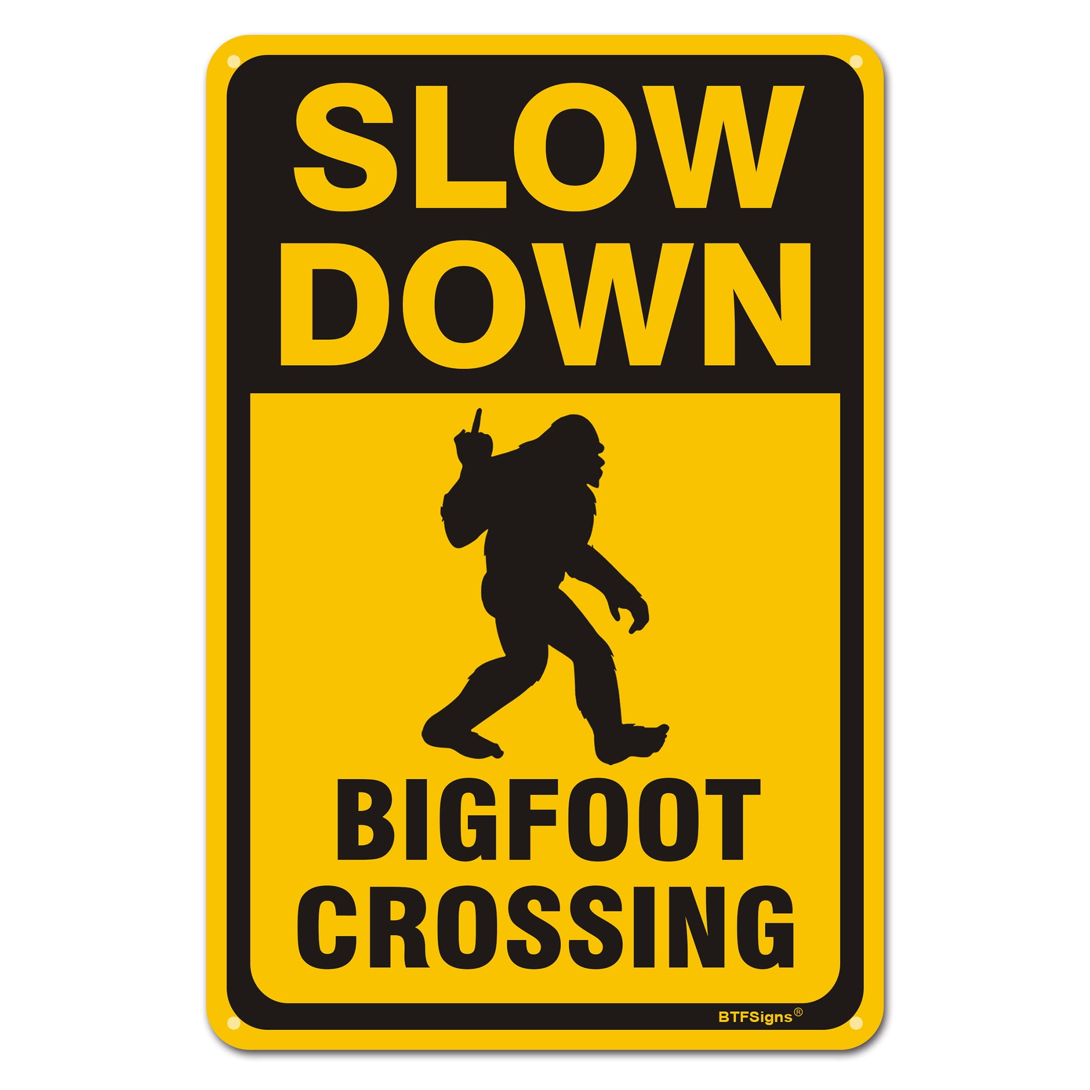 BTFSigns 8" x 12" Aluminum Bigfoot Crossing Signs, Slow Down Sign For ...