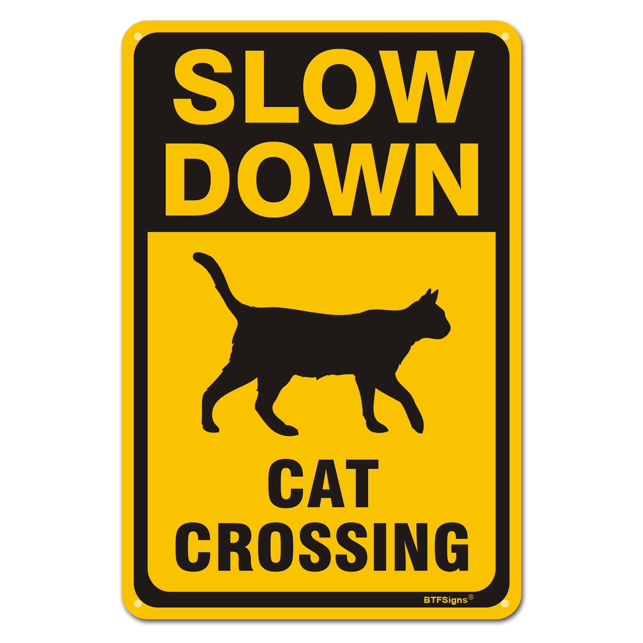 BTFSigns 8" x 12" Aluminum Cat Crossing Signs, Slow Down Sign For Yard ...