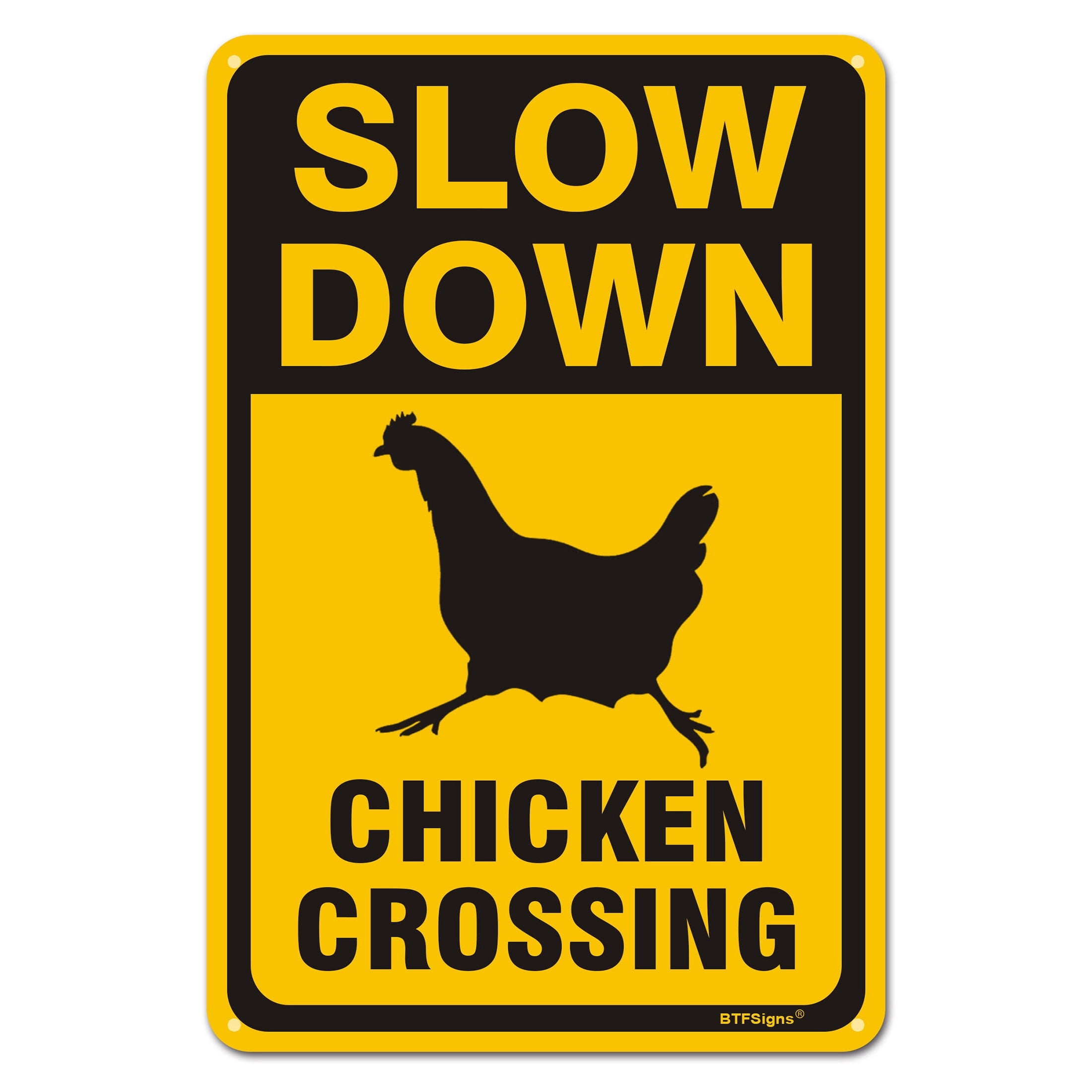BTFSigns 8" x 12" Aluminum Chicken Crossing Signs, Slow Down Sign For ...