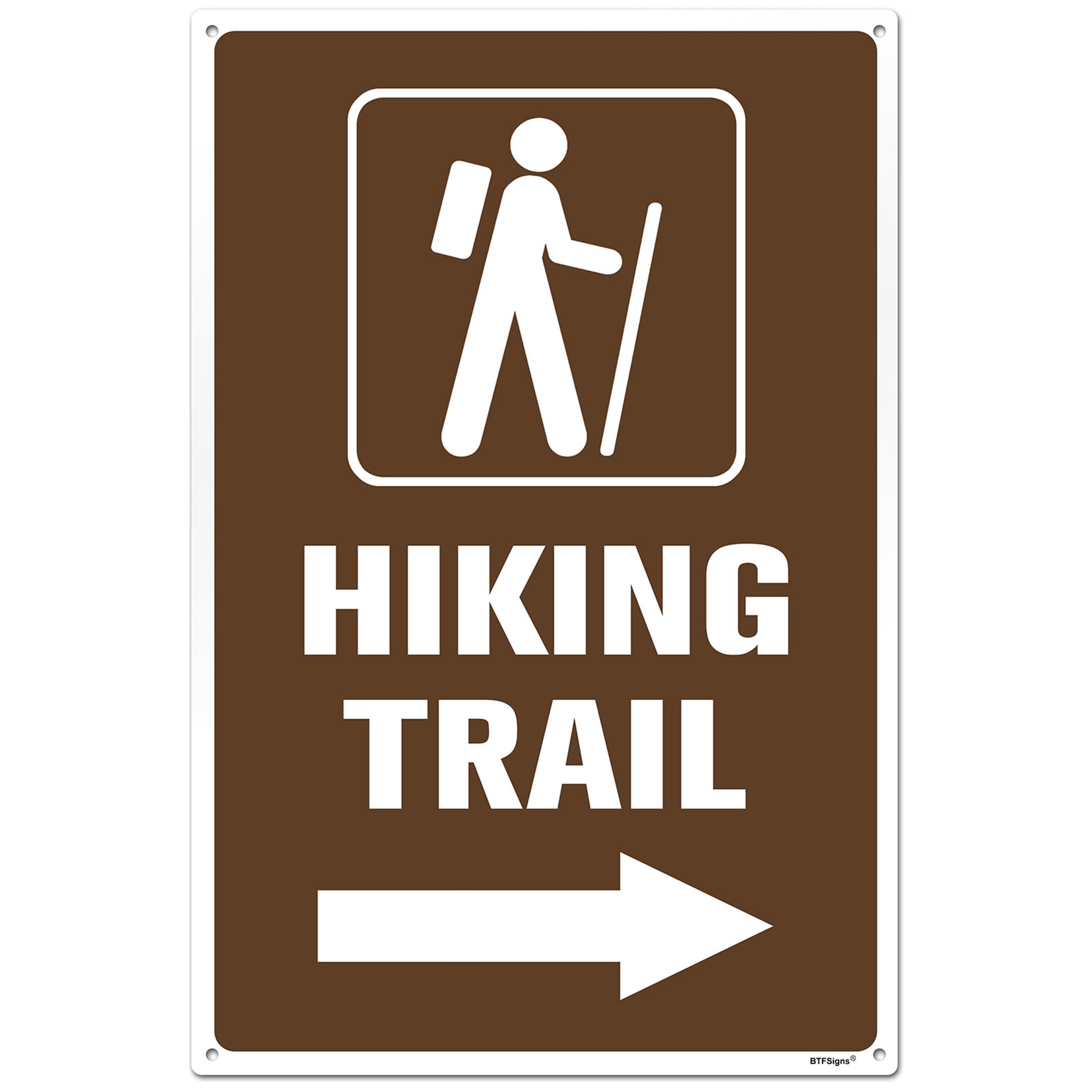 BTFSigns 8" x 12" Hiking Trail Symbol With Right Arrow Activity Sign ...