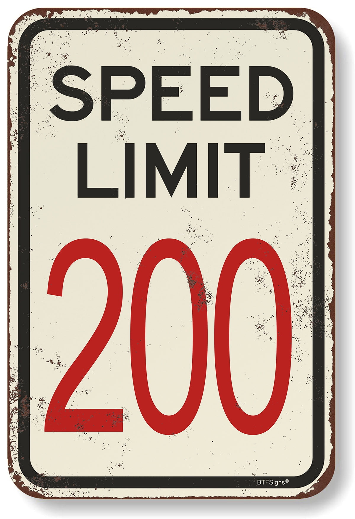 BTFSigns 8" x 12" Speed Limit 200 Aluminum Sign - Retro Red Black Road ...