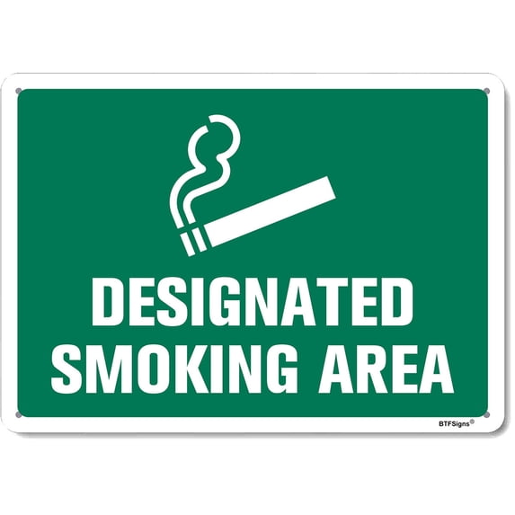 BTFSigns 8x6 Inches Designated Smoking Area Aluminum Signs Metal ...