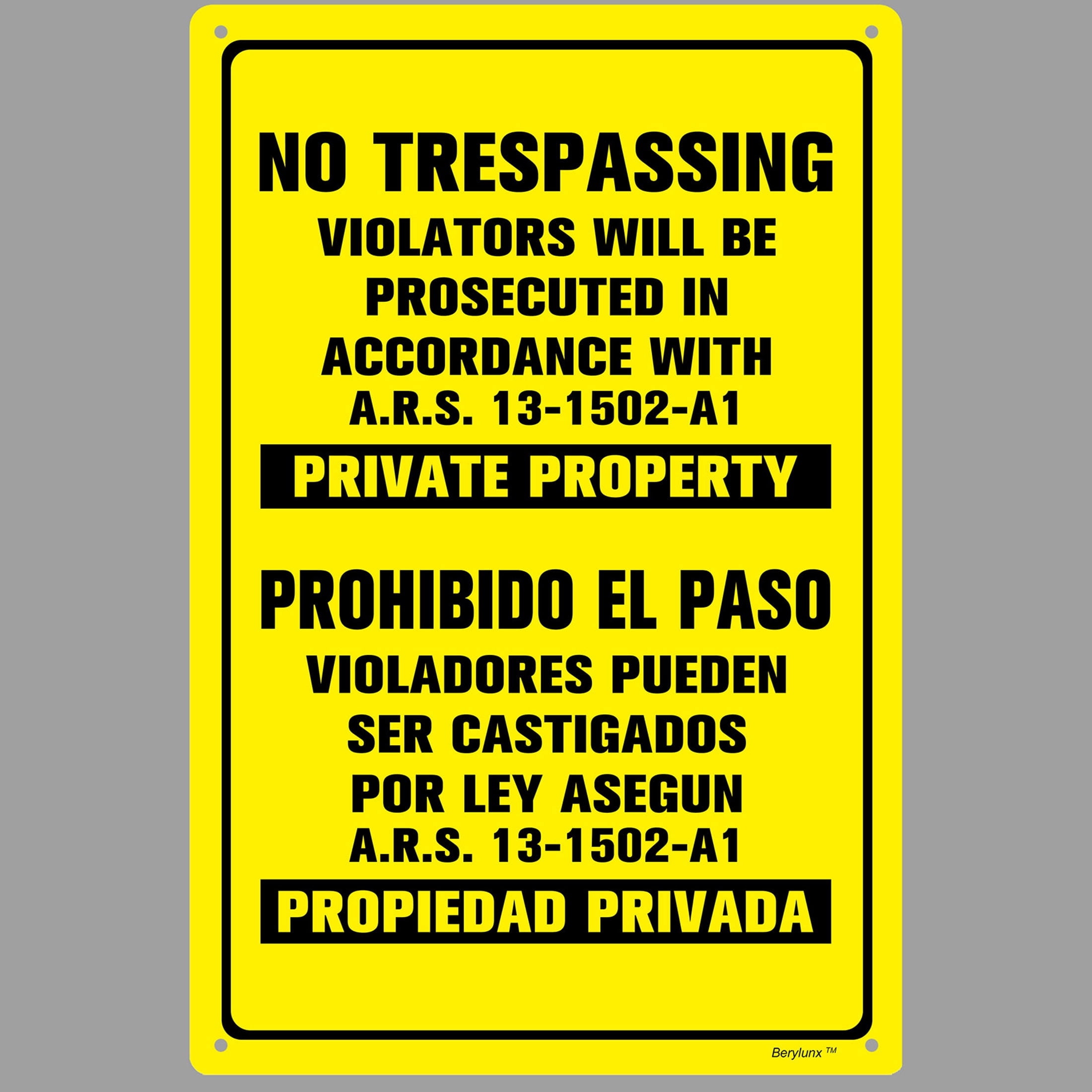 BTFSigns Bilingual 8" x 12" No Trespassing Violators Will Be Prosecuted ...