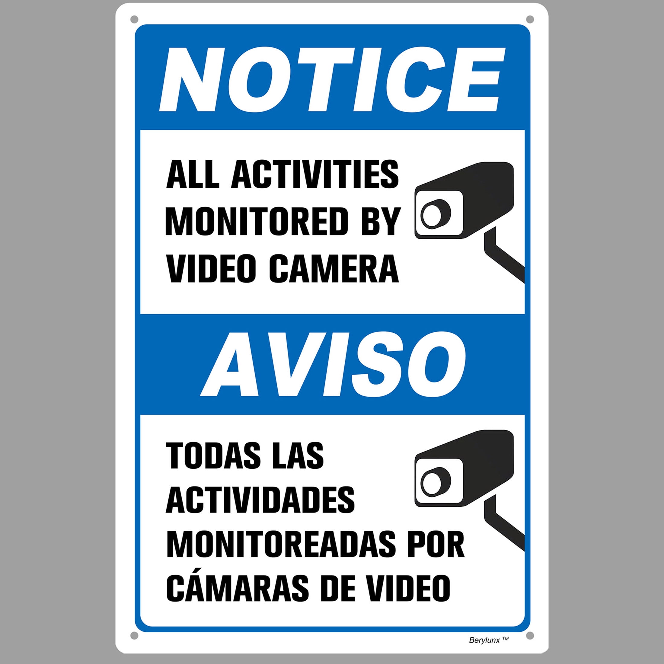 BTFSigns Bilingual 8" x 12" Warning Sign All Activities Monitored By ...