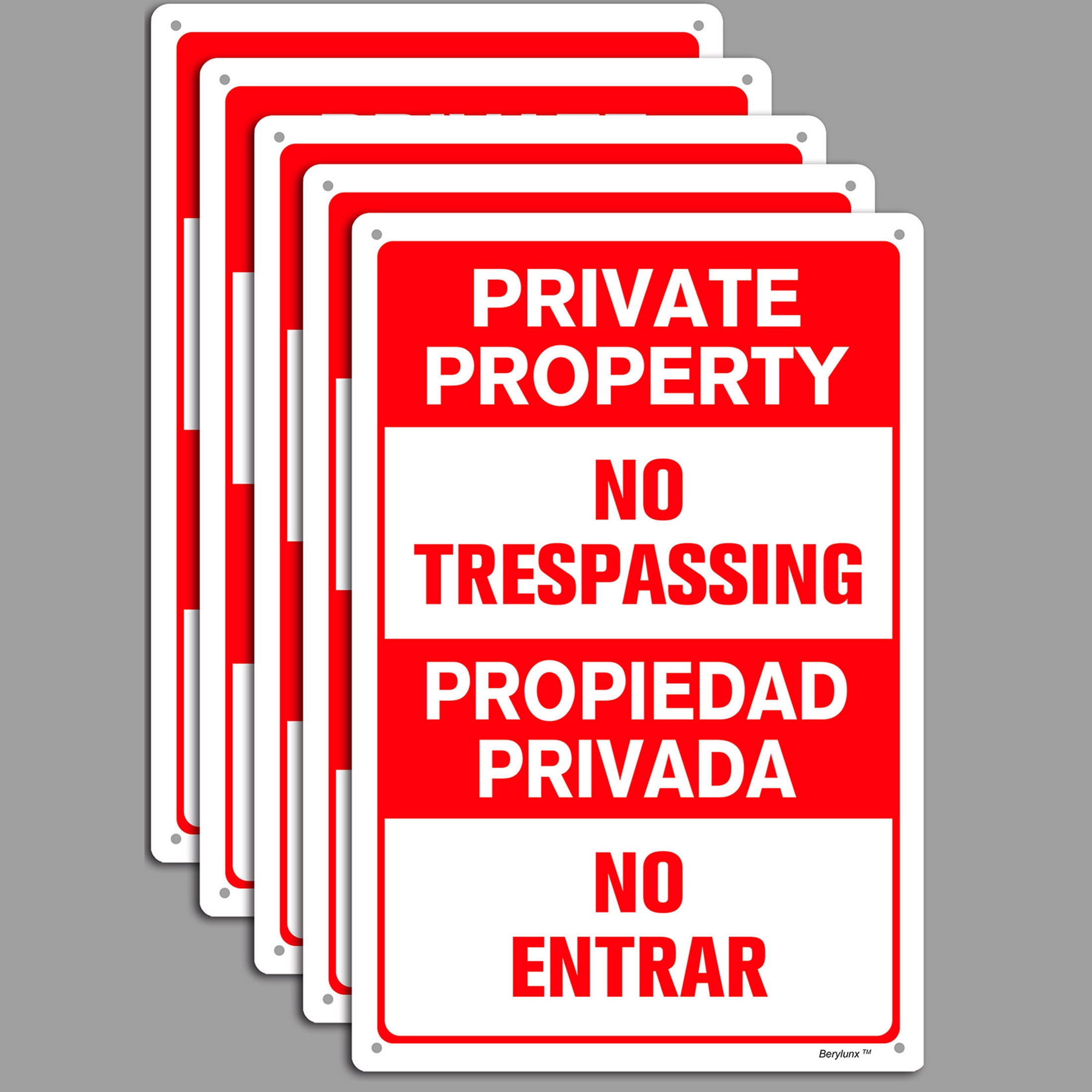 BTFSigns Spanish 5 Pack 12" x 16" Propiedad Privada No Trespassing ...