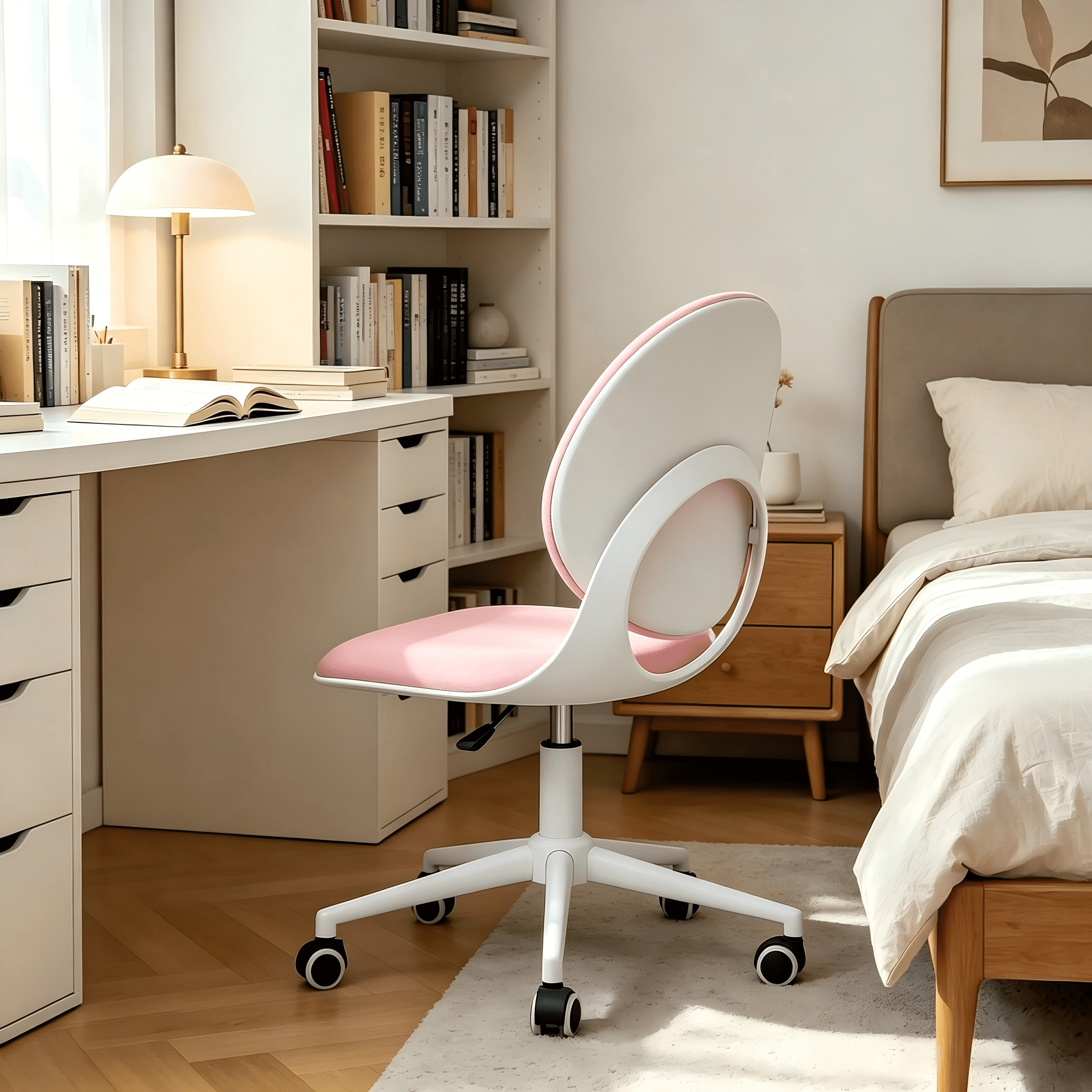 BTFYOU Height Adjustable Swivel Task Chair, Armless Mid-Back Faux ...