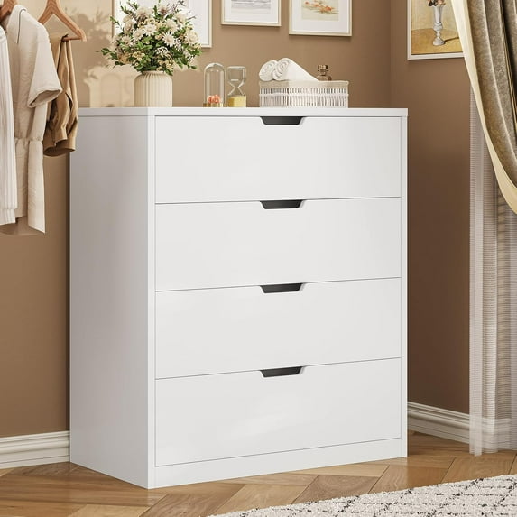 BTHFST 4 Drawers White Dresser for Bedroom, Modern Wood Chest of ...
