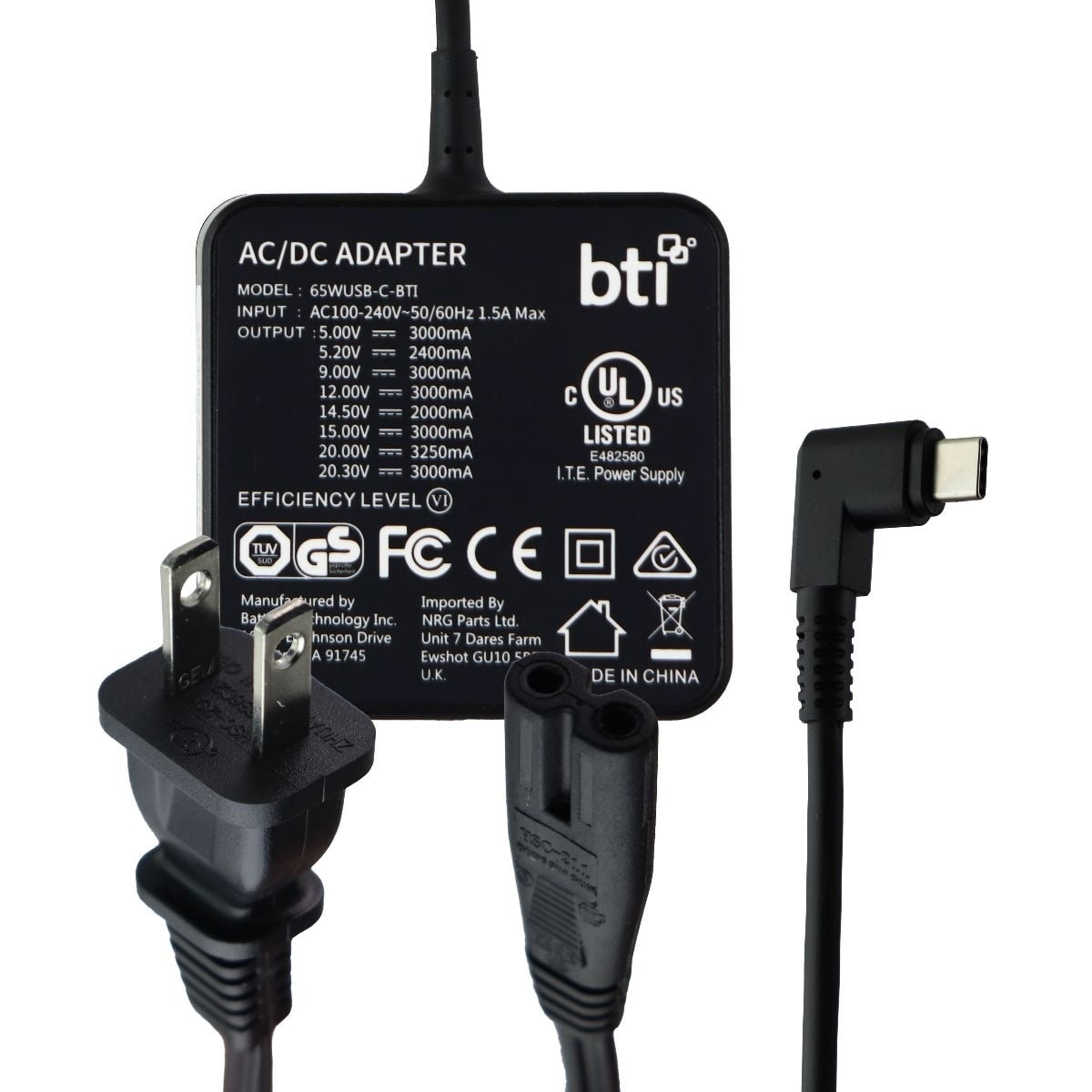 BTI 65W USB-C AC Wall Power Adapter (65WUSB-C-BTI) - Black - Walmart.com