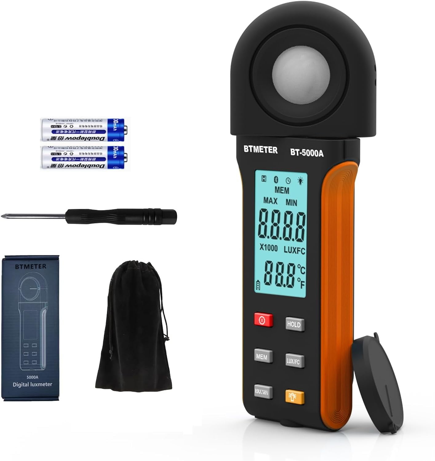 BTMETER Light Lux Meter Logger BT-5000A, Digital Lumen Tester Measure ...