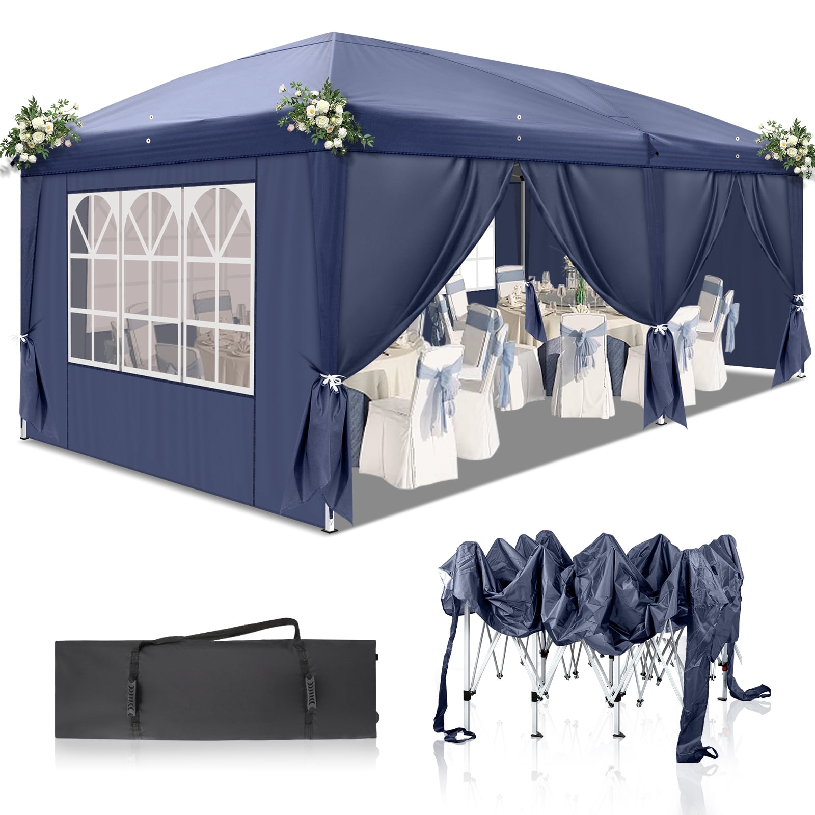 BTMWAY 10 x 20ft Pop up Canopy Tent Outdoor, Event Canopy Tent with 6 ...