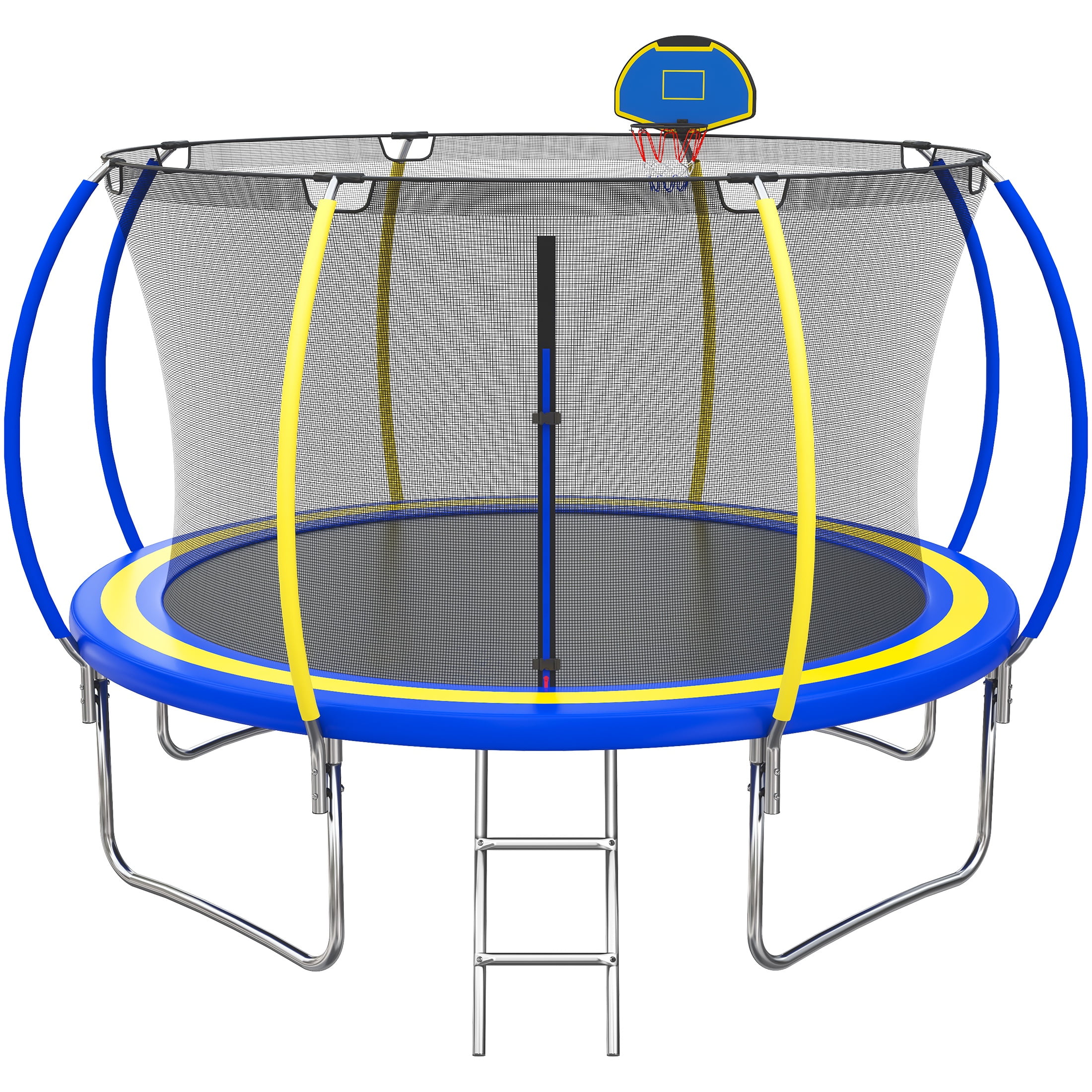 SHINPT 10FT Trampoline for Kids with Safety Enclosure Net, Basketball ...