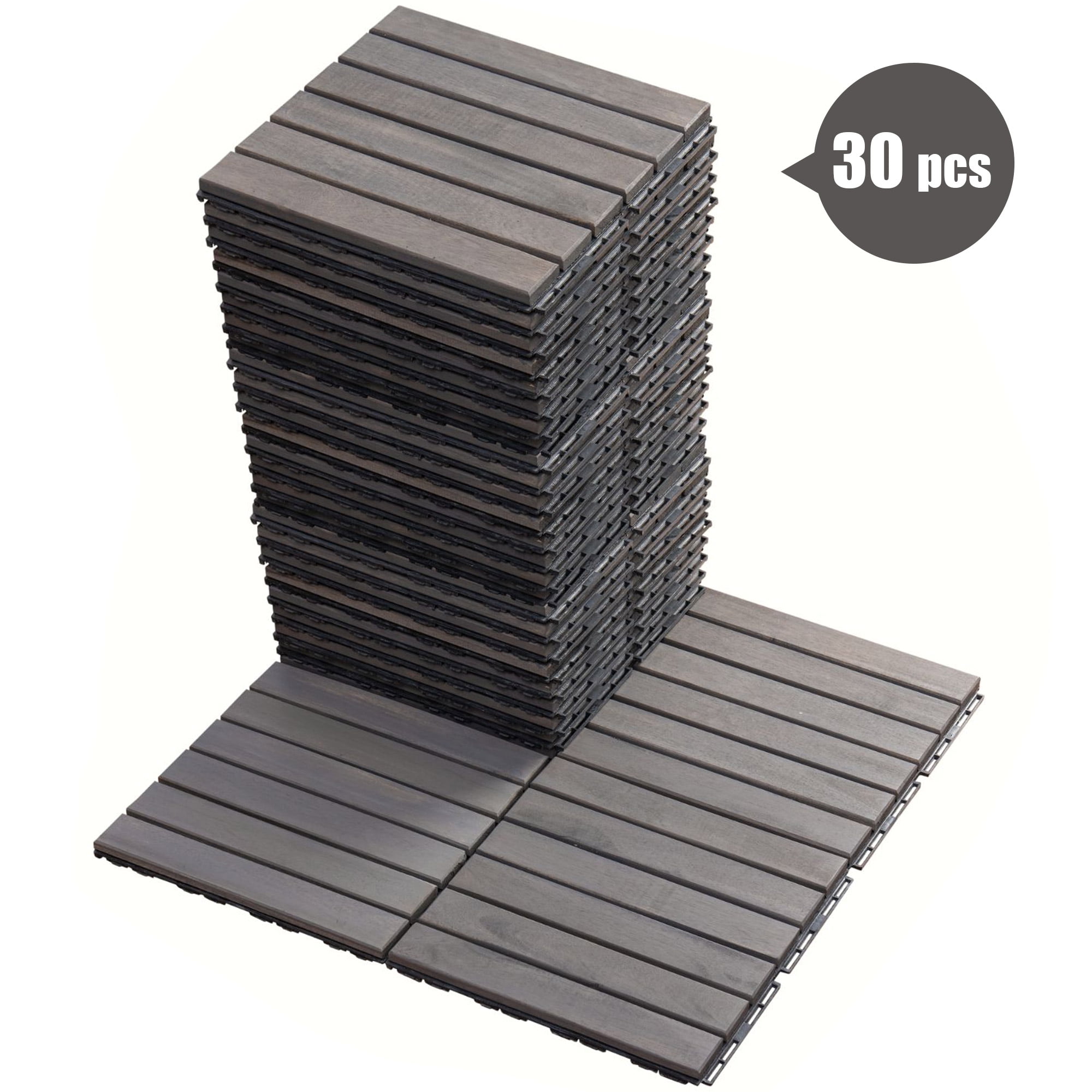 BTMWAY 12''x12'' Solid Wood Interlocking Flooring Tiles Indoor ...