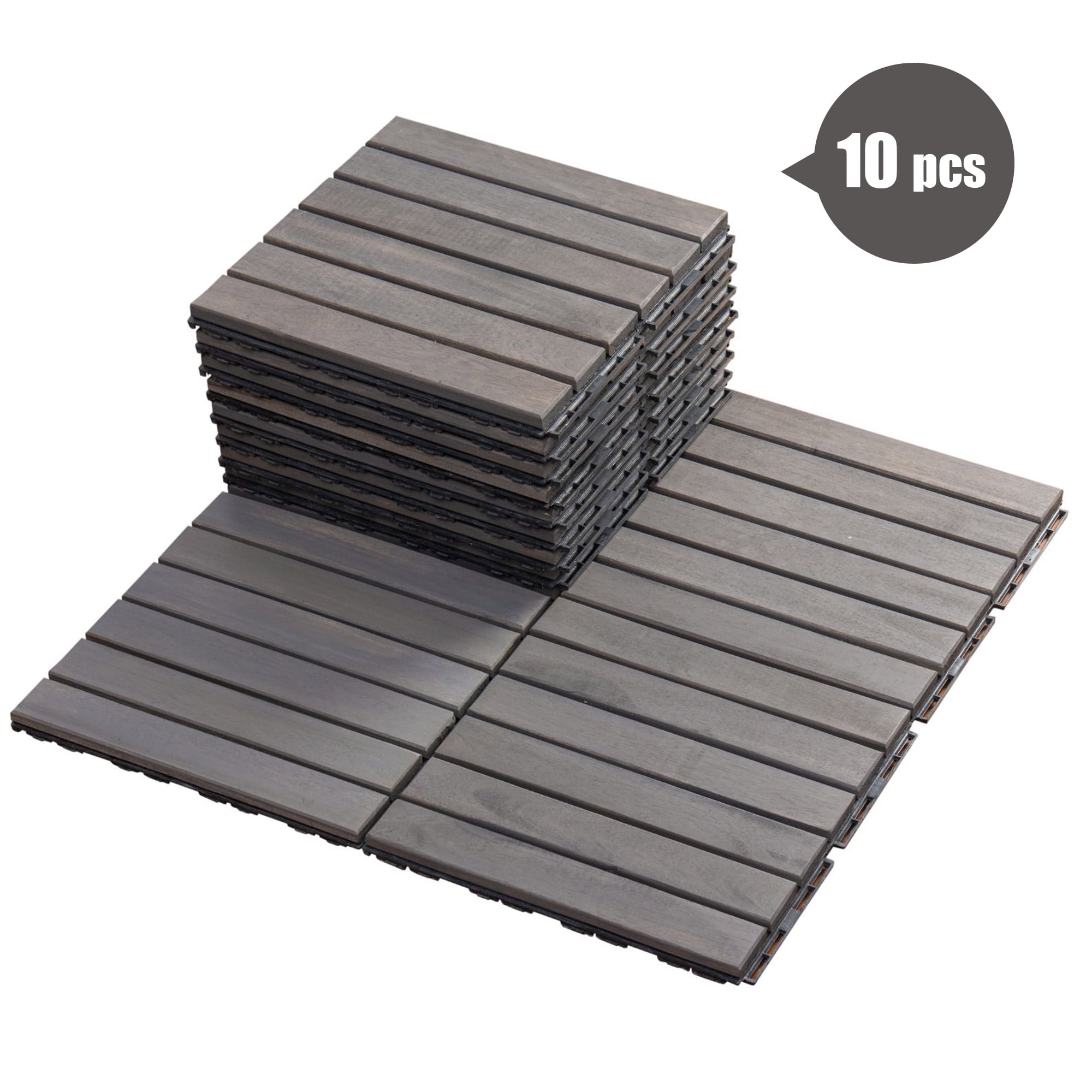 BTMWAY 12''x12'' Wood Interlocking Flooring Tiles Indoor & Outdoor for ...
