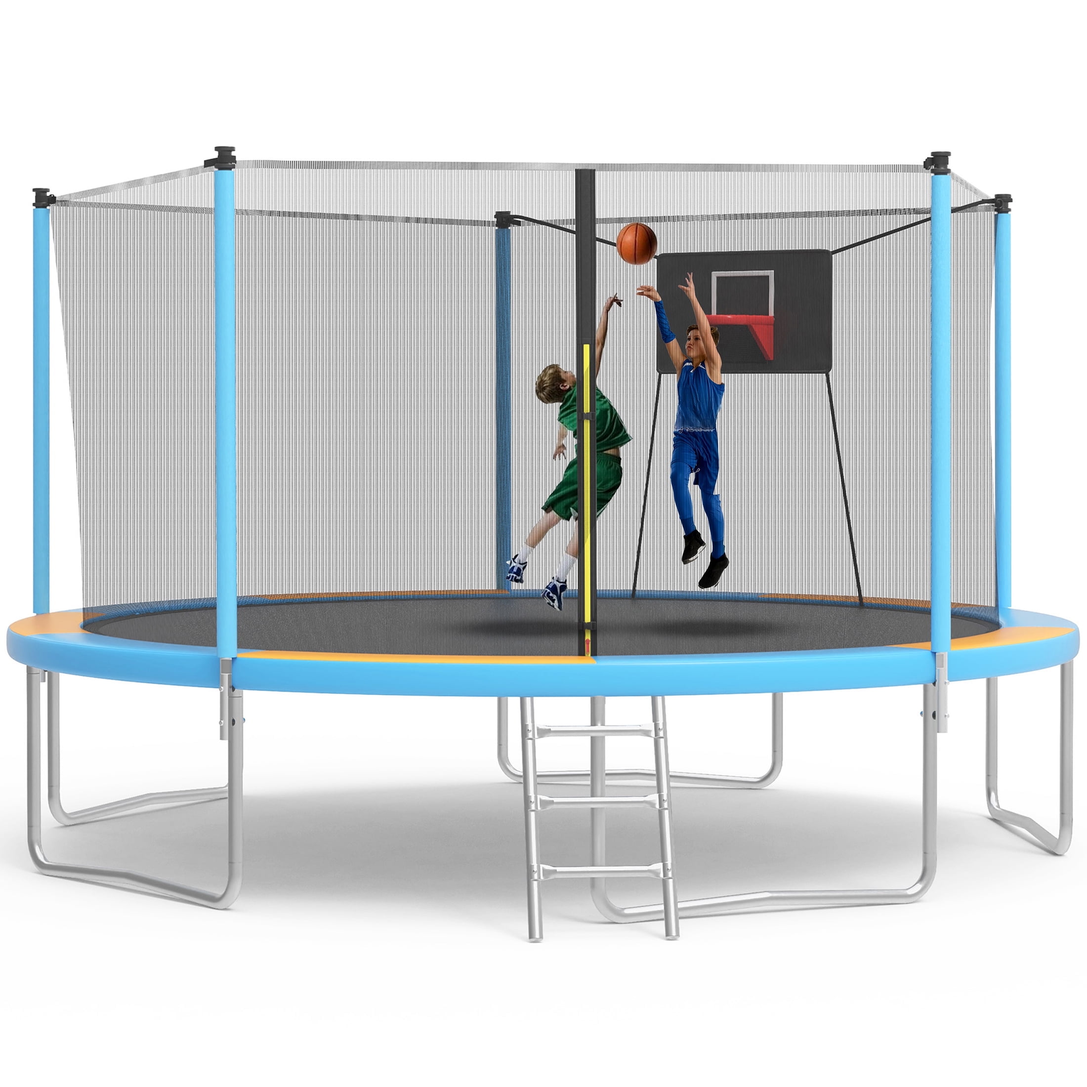 SHINPT 14ft Trampoline with Enclosure and Ladder, Basketball Hoop, UV ...