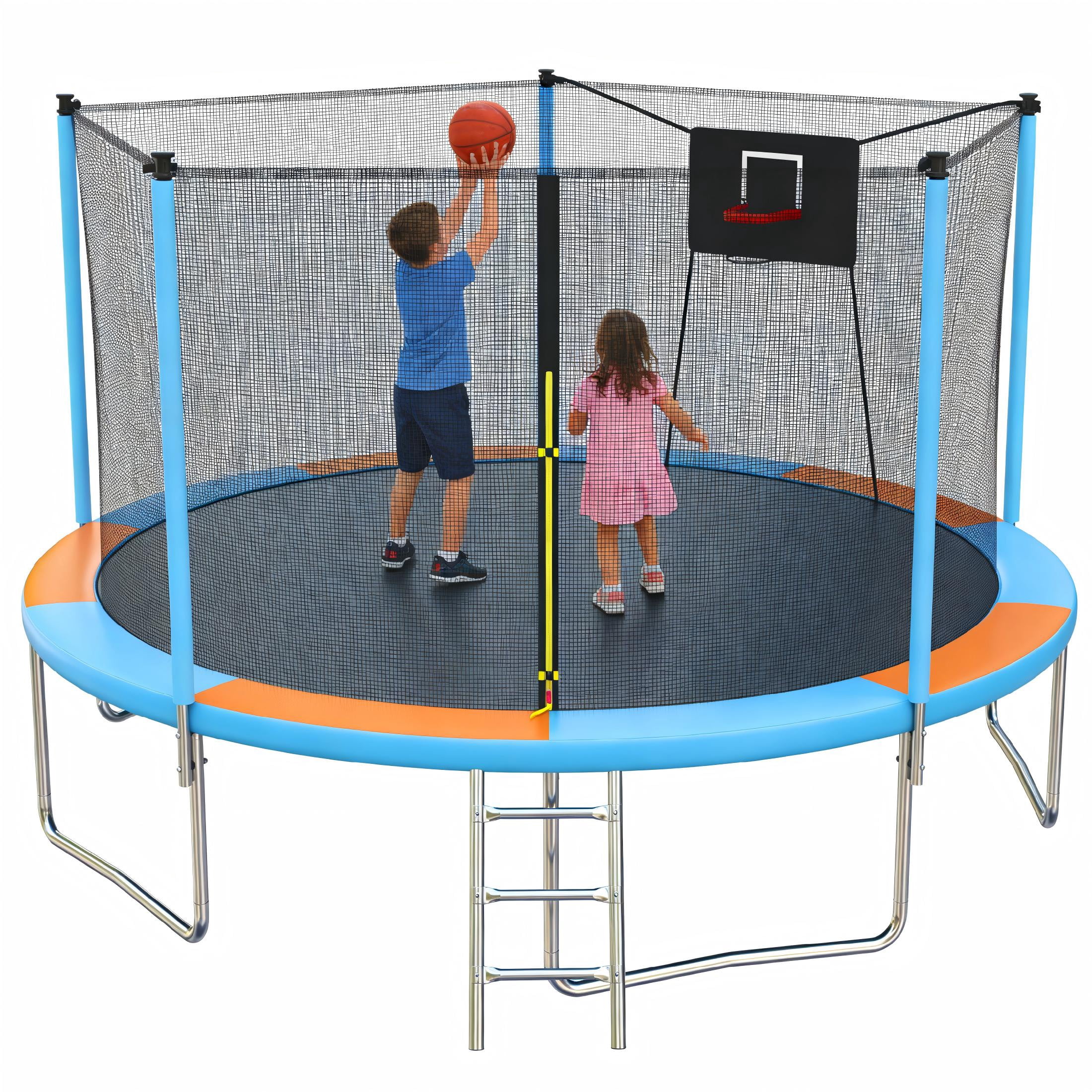 SHINPT 14ft Trampoline with Enclosure and Ladder, Basketball Hoop, UV ...