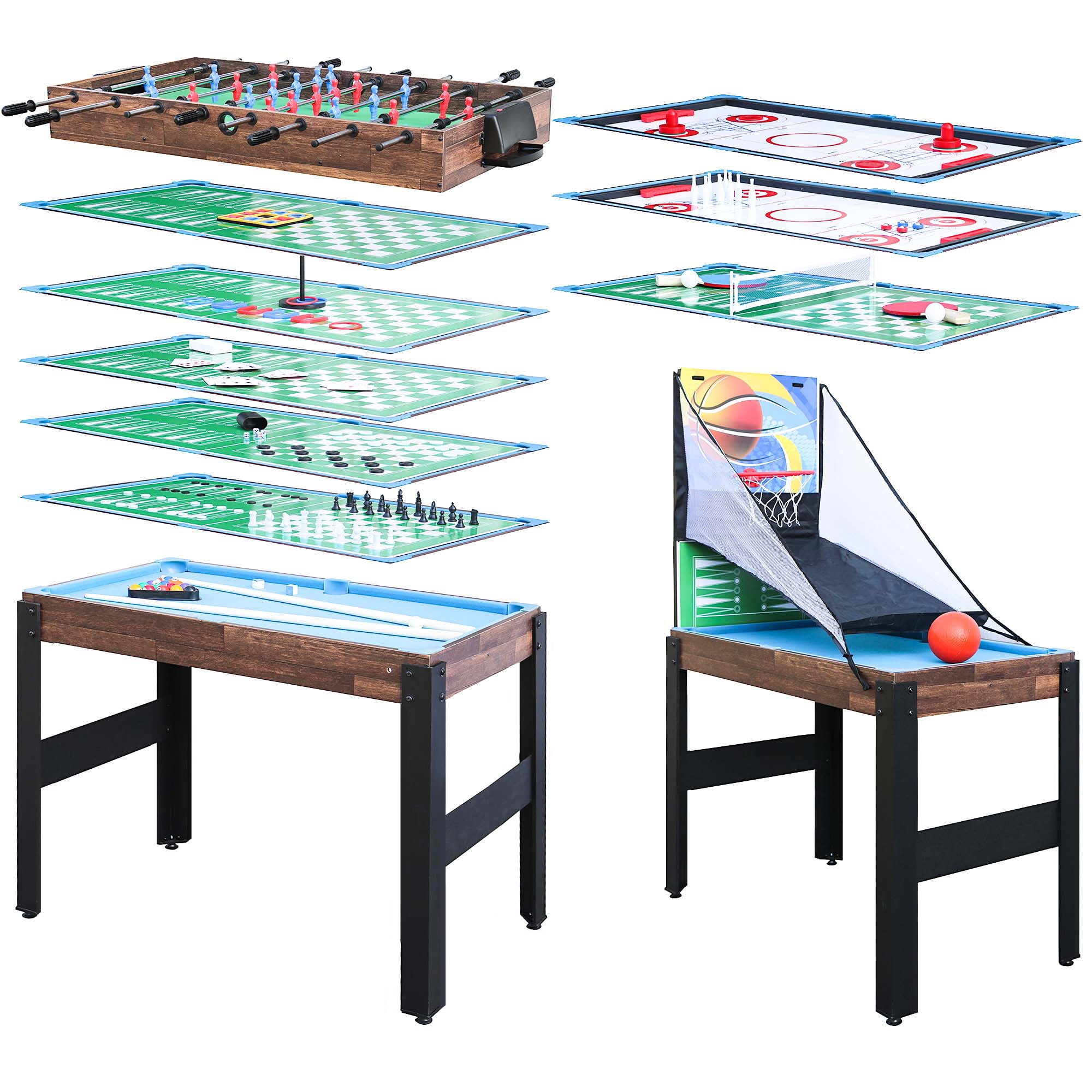 SHINPT 16-in-1 Multi Game Table, 48" Combo Game Table Set for Game Room ...