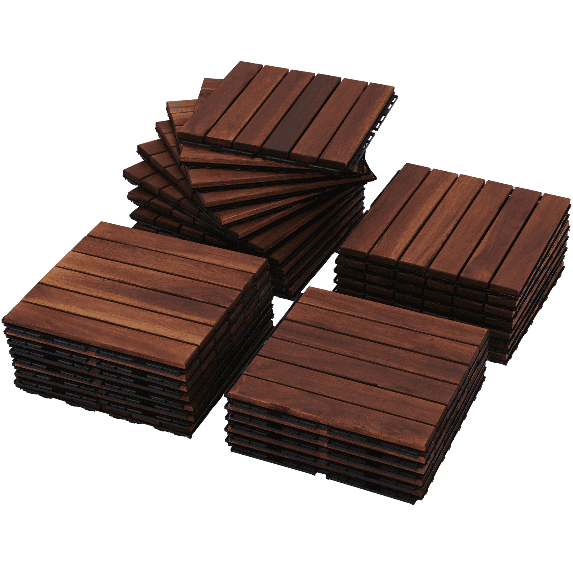 BTMWAY 20 Piece Patio Wood Deck Tiles, 12"x12" Square Acacia Wood ...