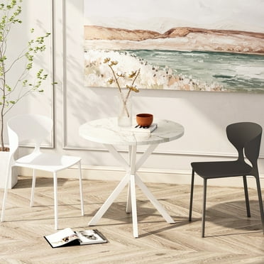 POVISON 71" Modern Luxury White Rectangular Dining Table with Glossy ...