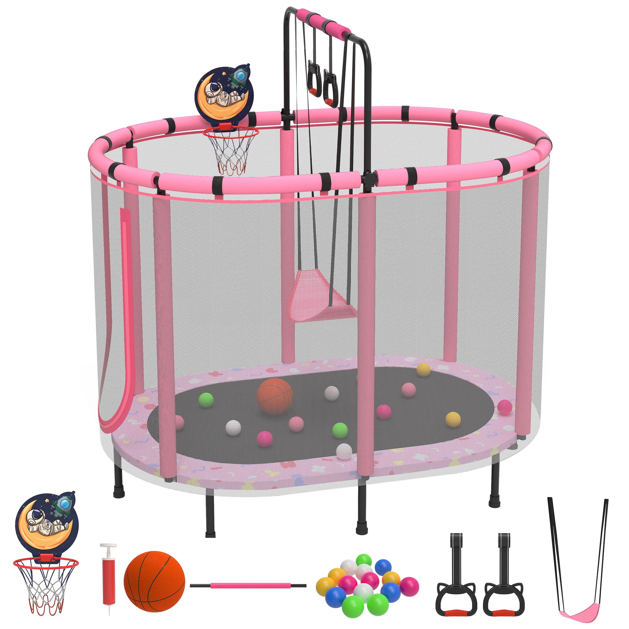 SHINPT 60" Toddler Trampoline Indoor, Mini Trampoline for Kids, Small ...