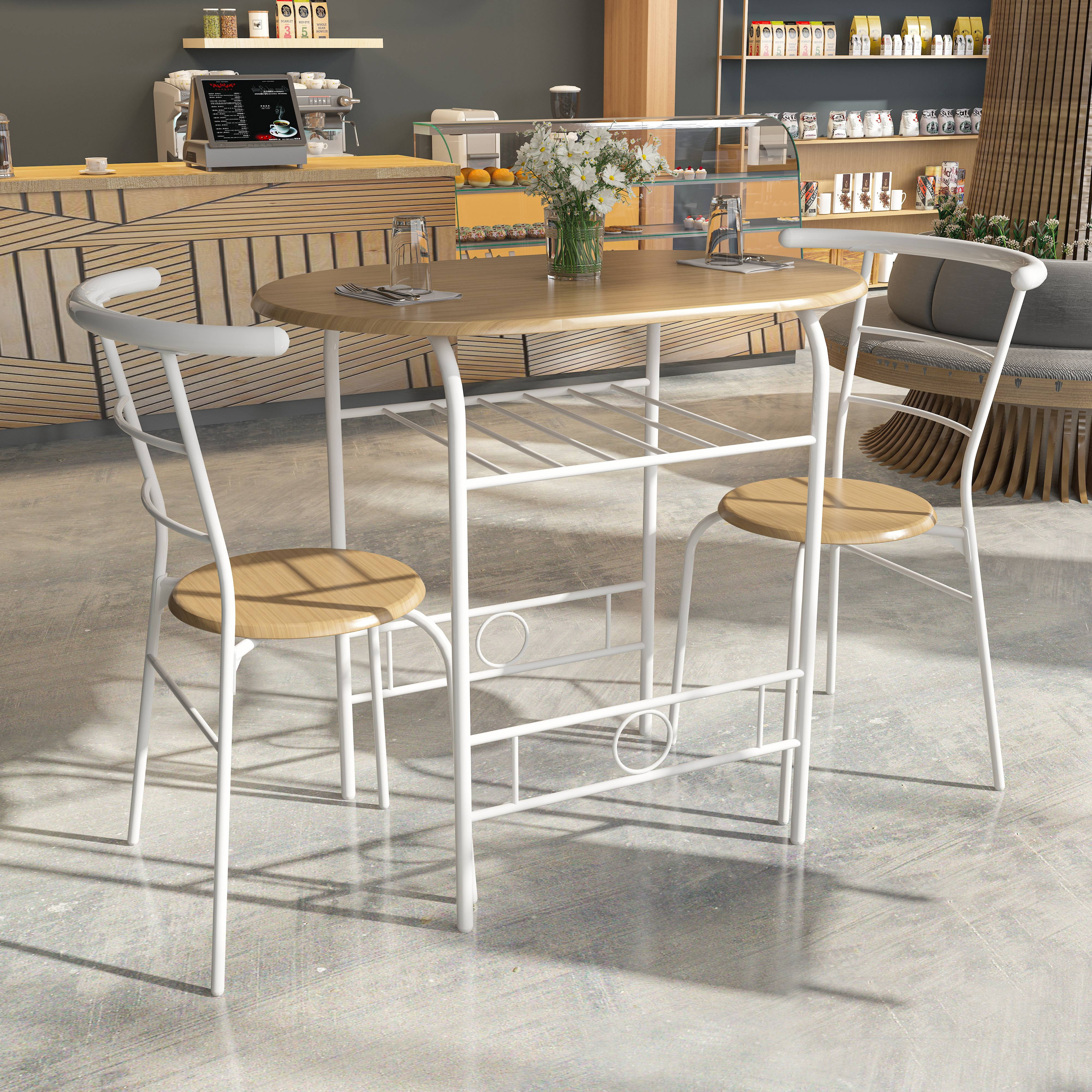 BTMWAY Counter Height Dining Set for 2, 3 Pieces High Top Breakfast ...