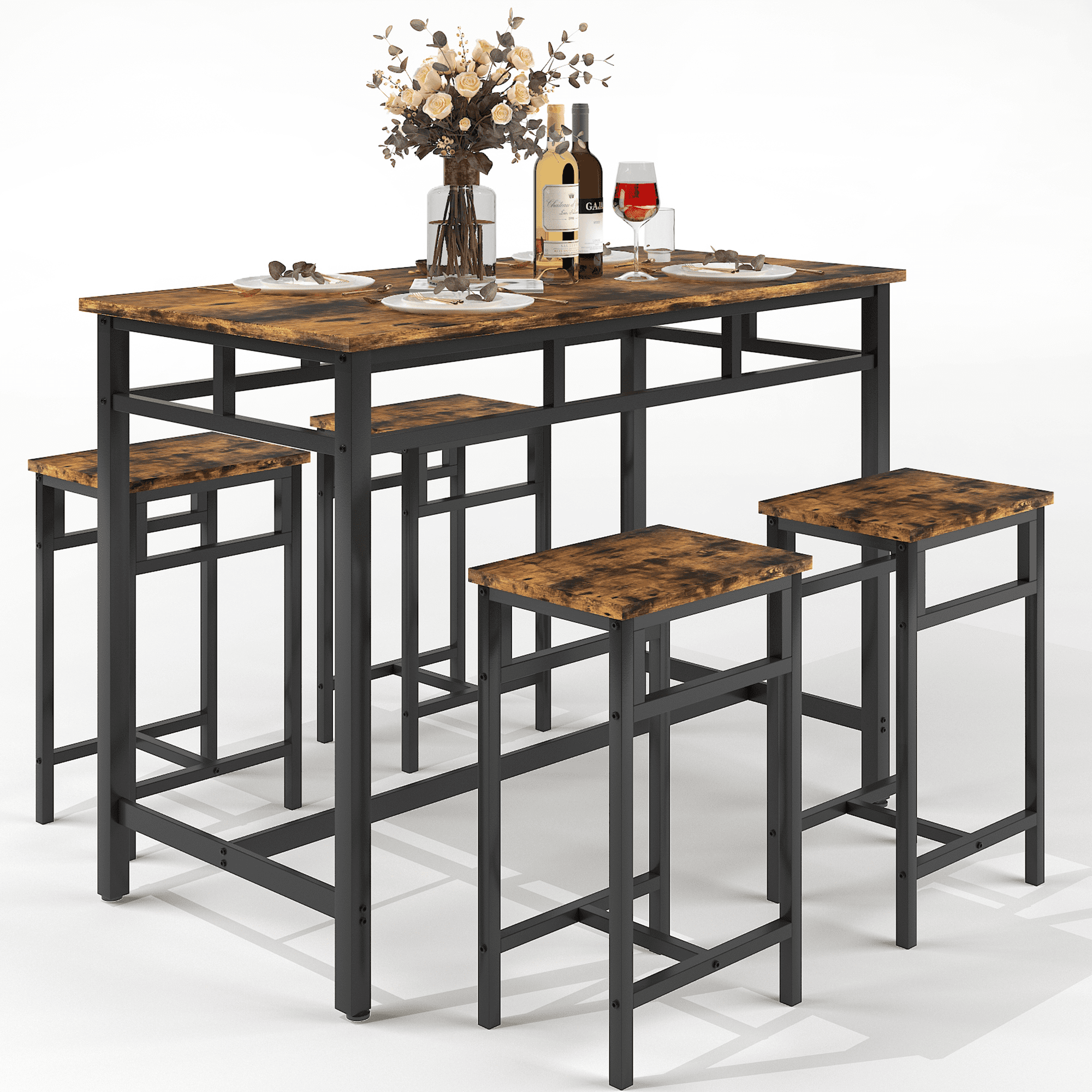 LegaHome Counter Height Dining Set for 4, Modern Dining Room Table Set ...