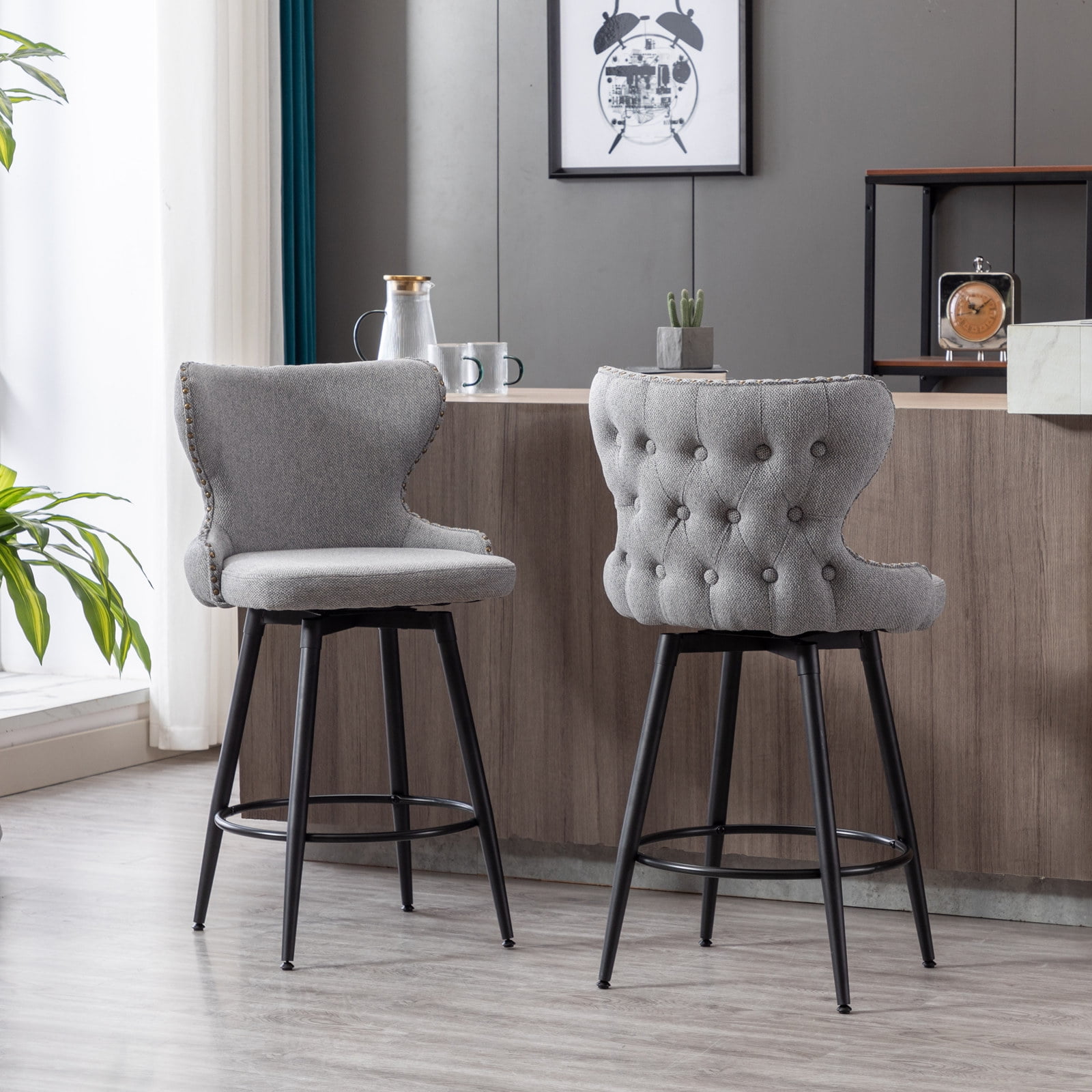 Btmway Counter Height Upholstered Bar Stools Set Of 2 Modern Bar