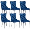 LegaHome 6-Piece Modern Velvet Dining Chairs Set, Blue Upholstered with ...